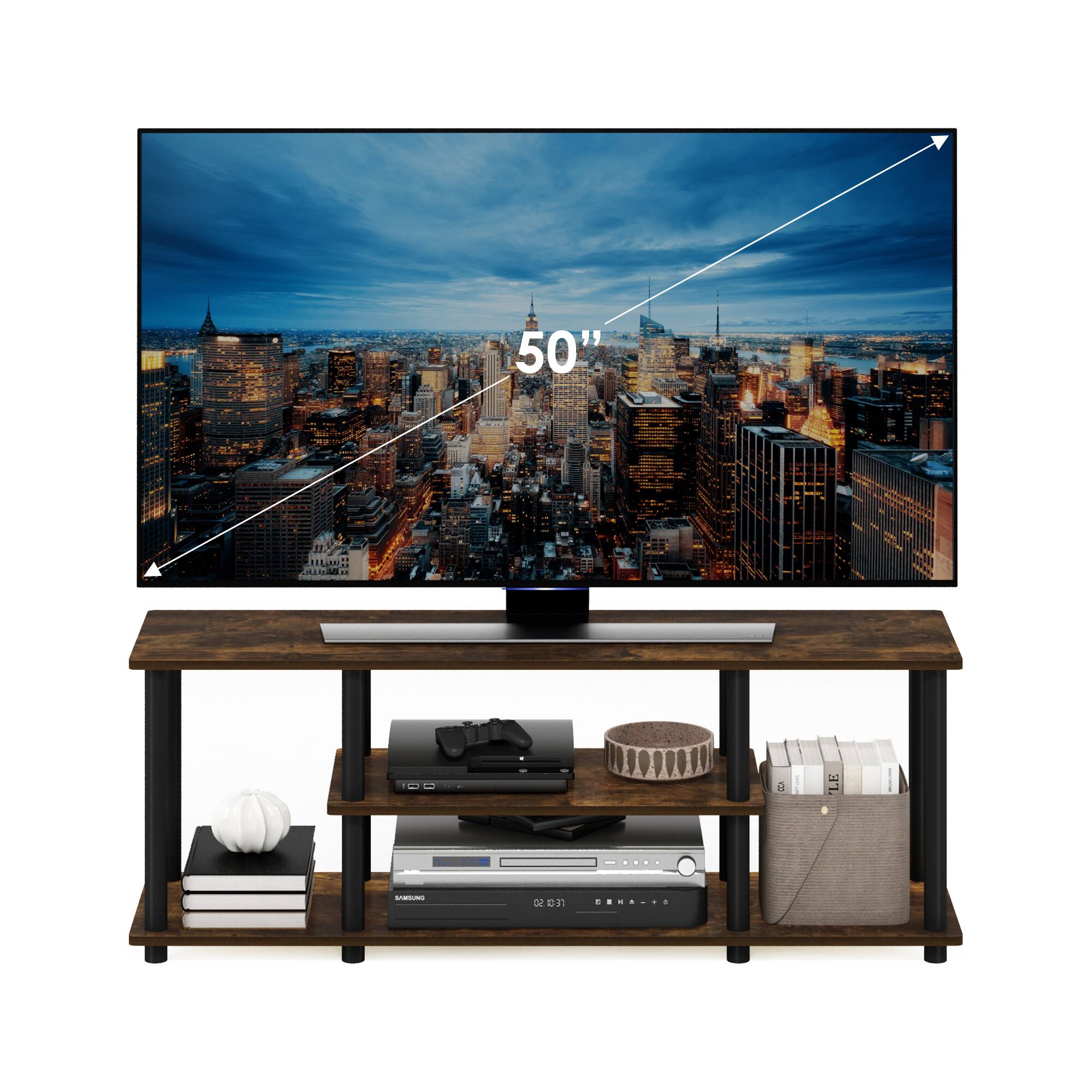 Furinno Turn N Tube No Tools 3D 3 Tier Entertainment TV Stands Amber ...