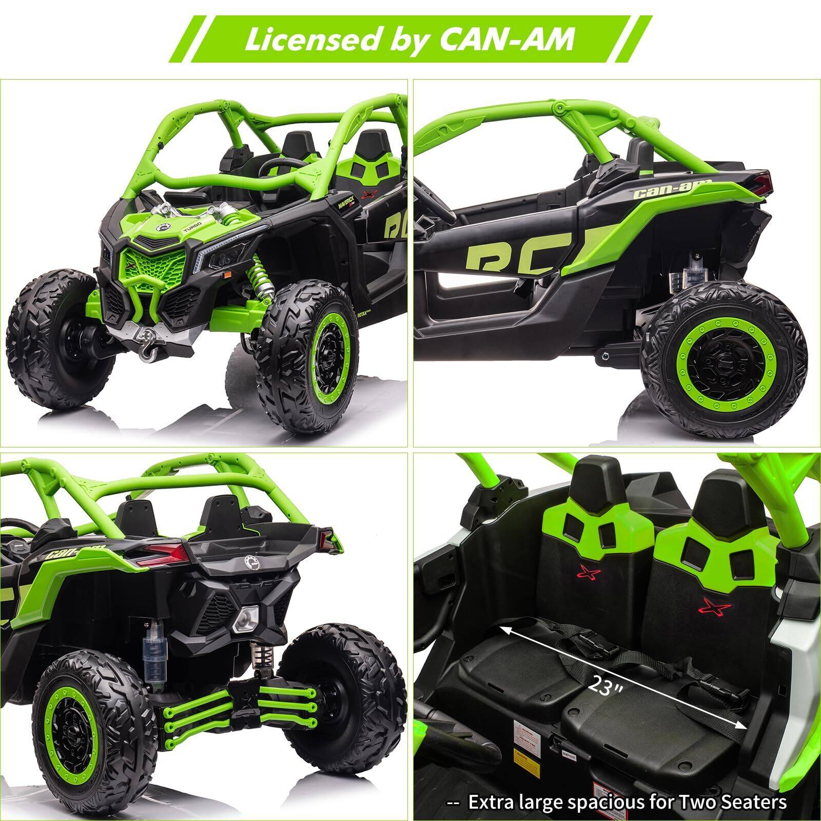 GARVEE Can Am 2 Seater 4WD Ride On UTV Car w/ Remote 24V Dual Battery ...