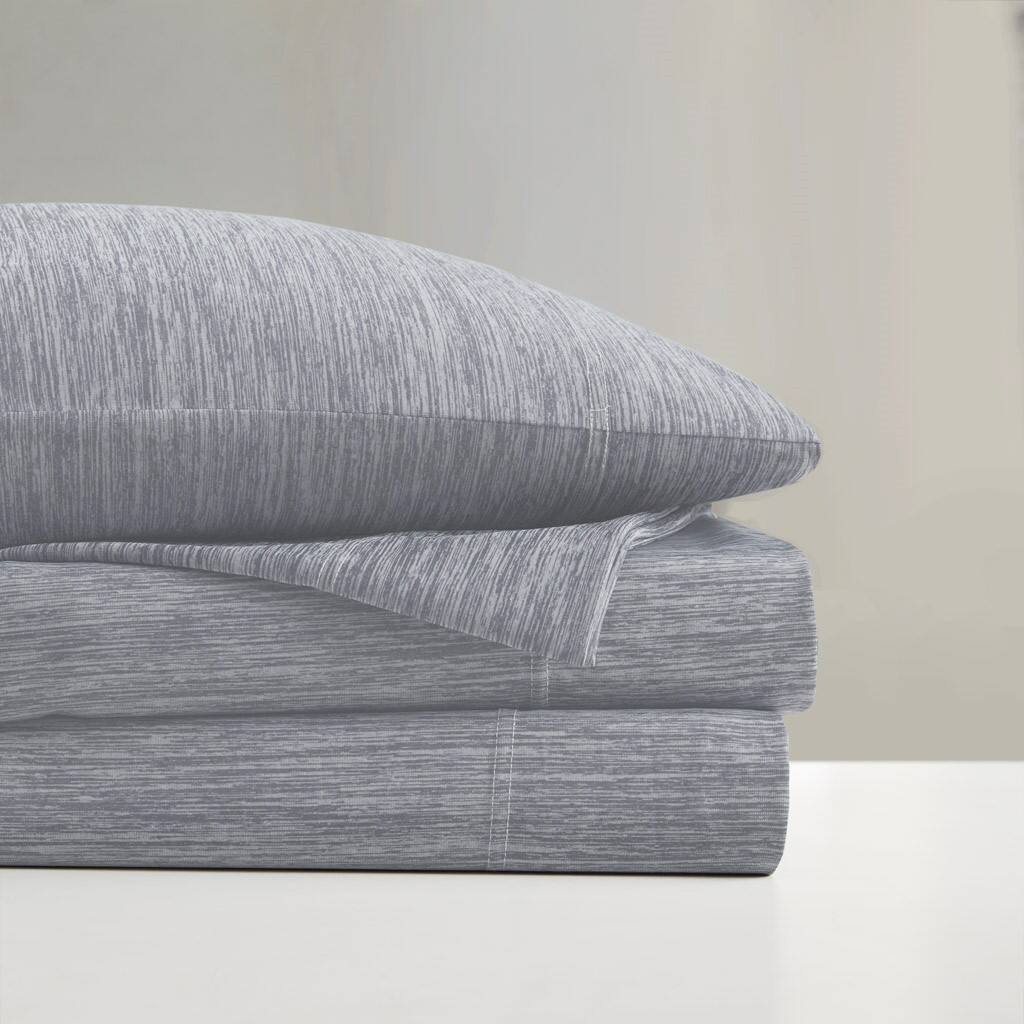 Gracie Mills Azalea Heathered Jersey Knit Nylon Blend Sheet Set Gray ...