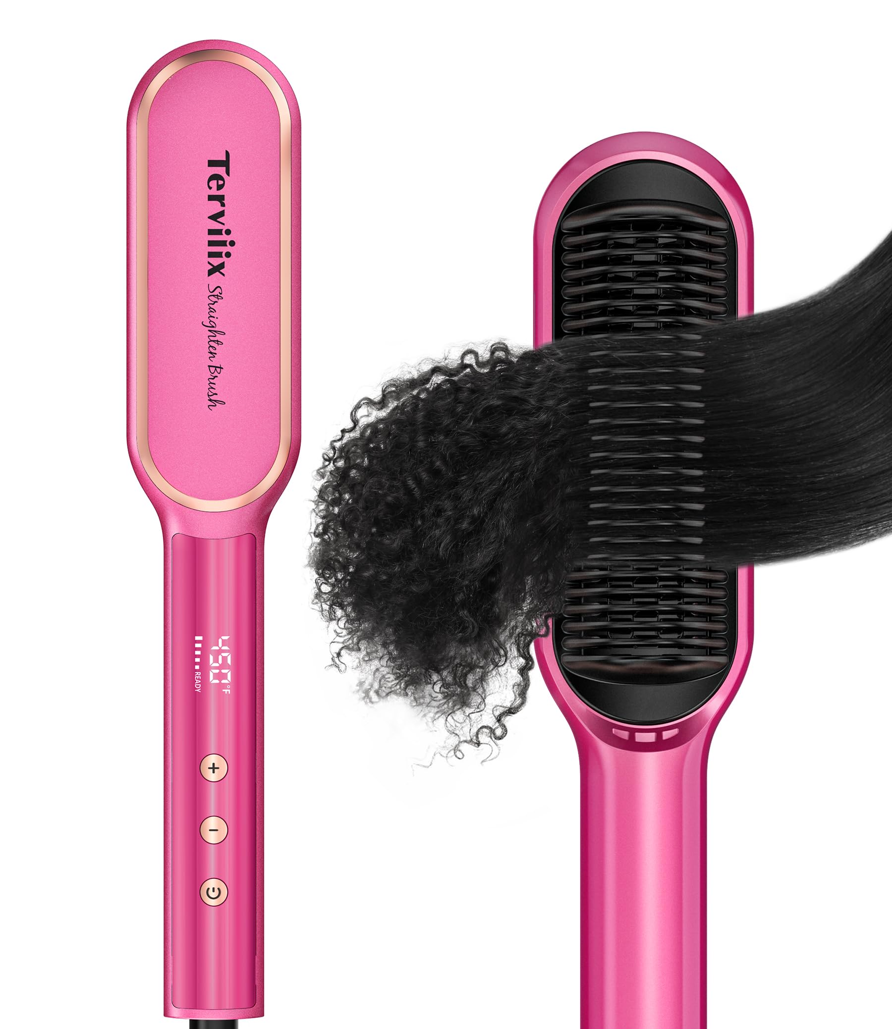 DORLUKFU Hair Straightening Brush Magenta Rapid Heat Hair Straightener ...