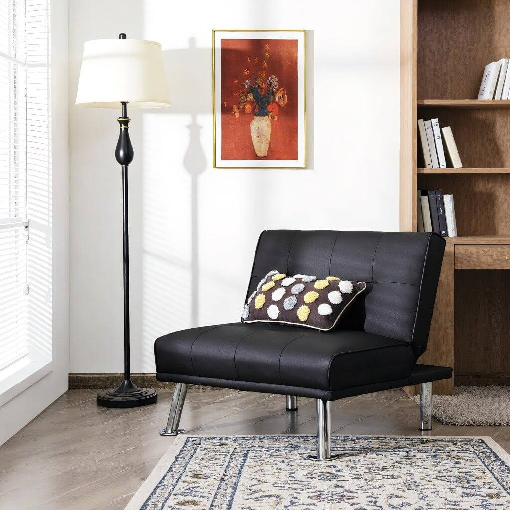 Kadyn Loveseat Sofa, Modern Couch, Folding PU Leather Single Sofa with ...