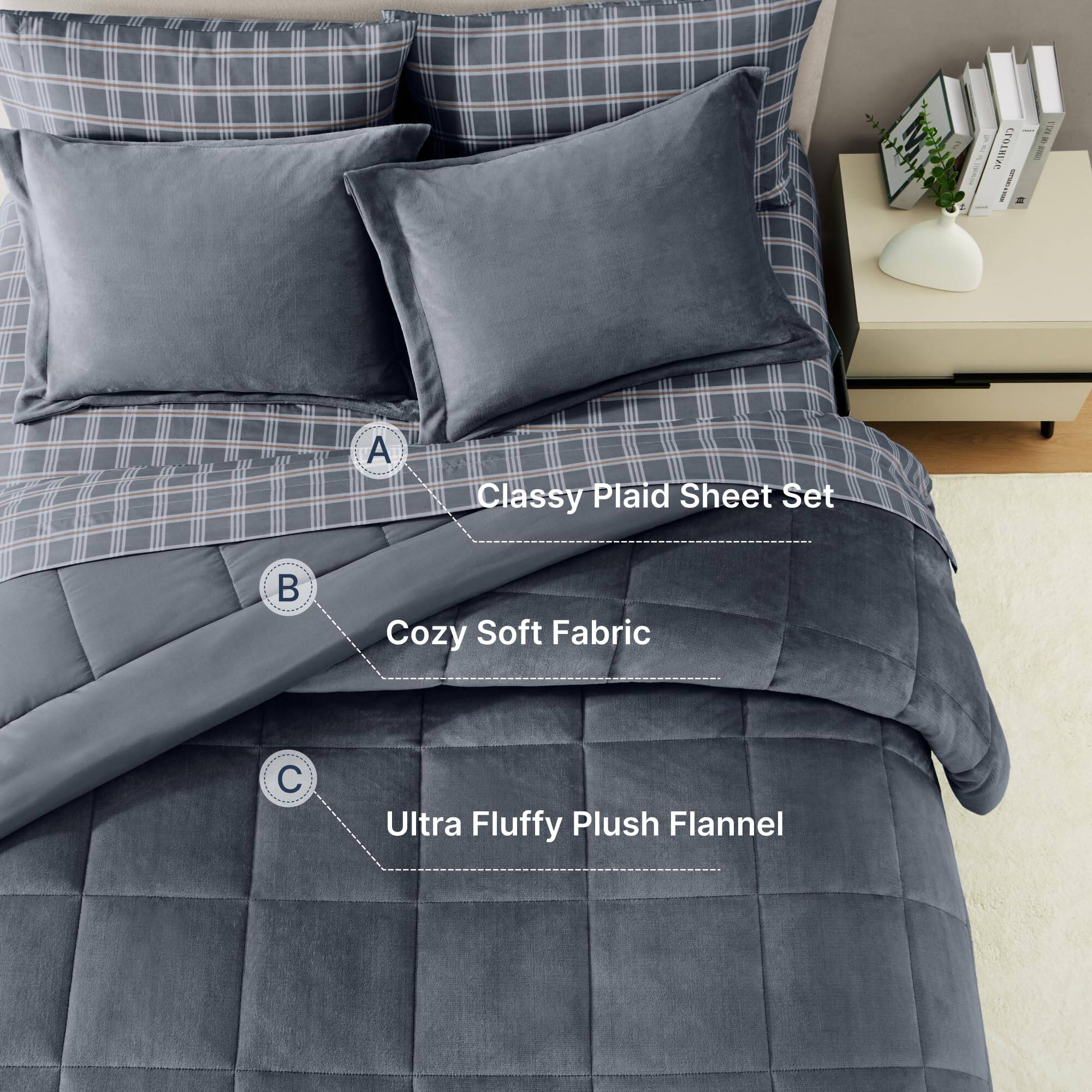 Paradigms Interiors Plush Comforter Set Flannel Sets 7 Pieces Bed In A ...