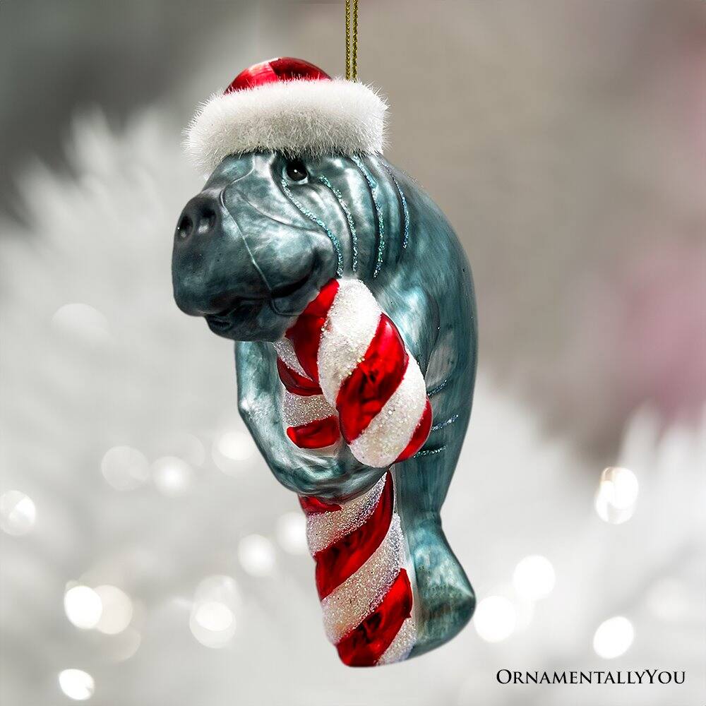 OrnamentallyYou Aquatic Manatee Glass Christmas Ornament Sea Cow ...