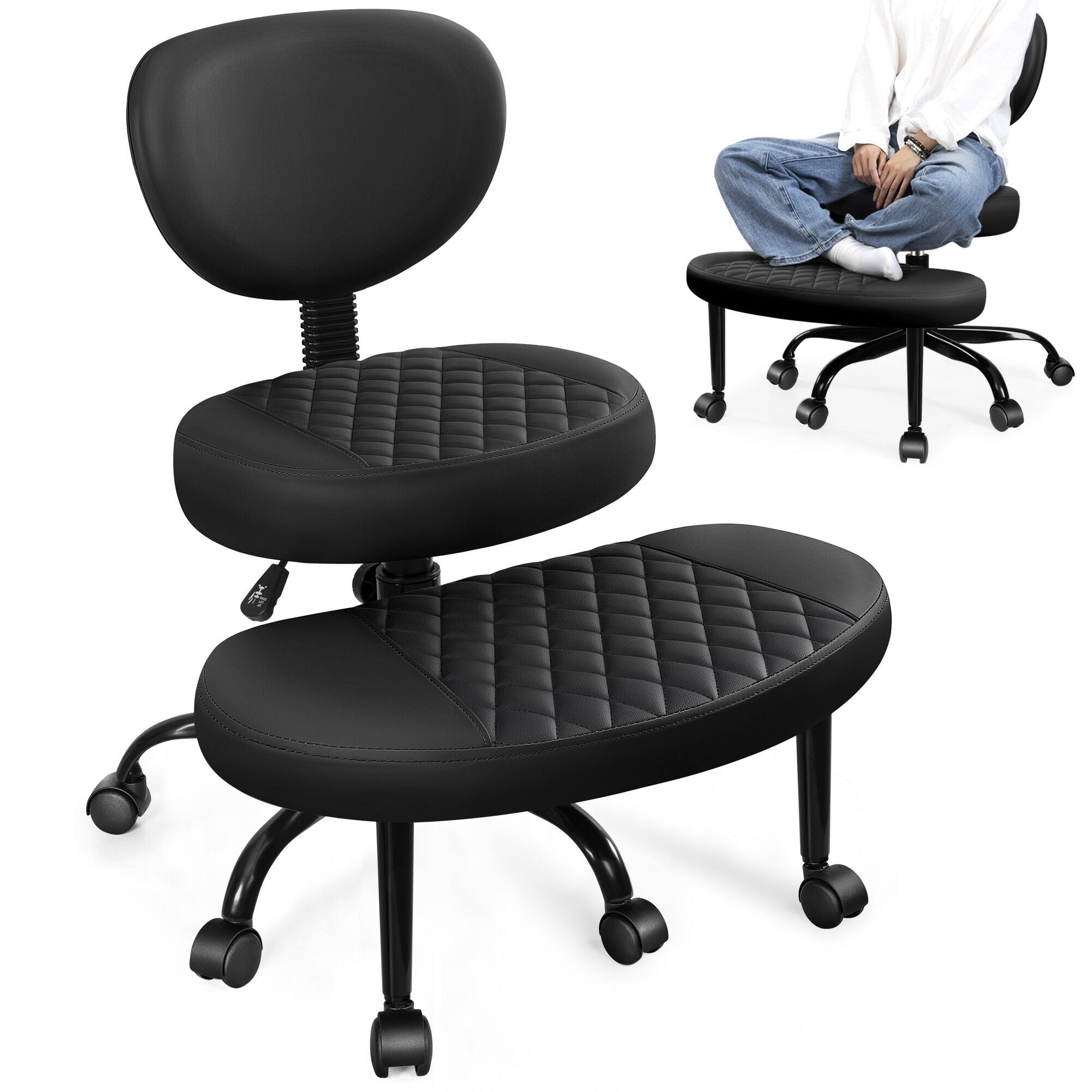 KERDOM Ergonomic Wide Criss Cross Leg Chair 360° Swivel Retractable ...