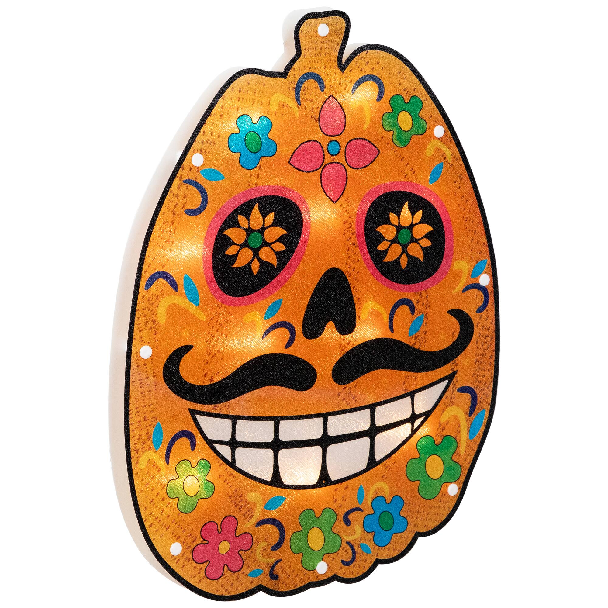 Northlight Lighted Sugar Skull Jack O' Lantern Day of the Dead Window ...