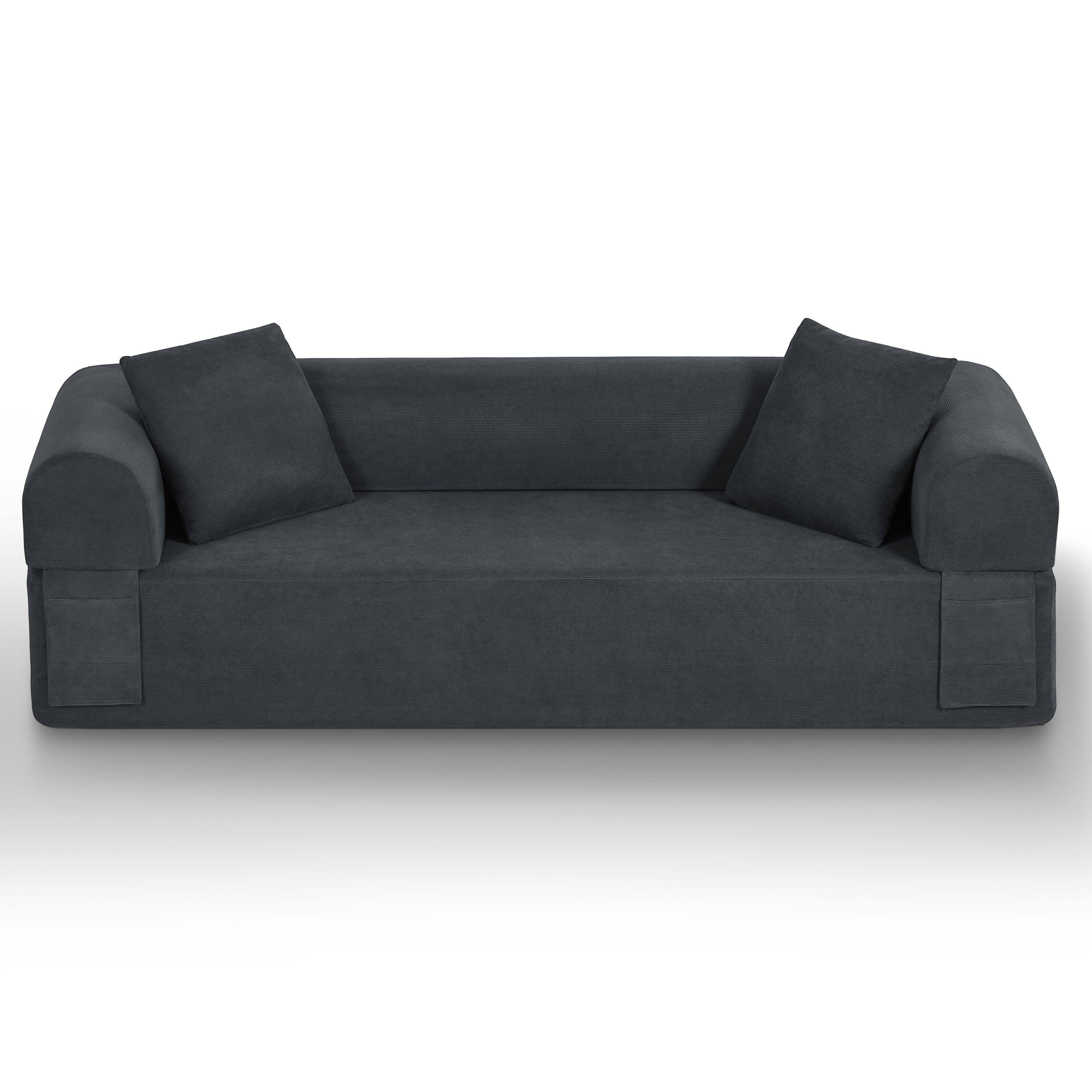 Loheer 83 Inch Frameless Sofa Modern Apartment Couch No Assembly 3 ...