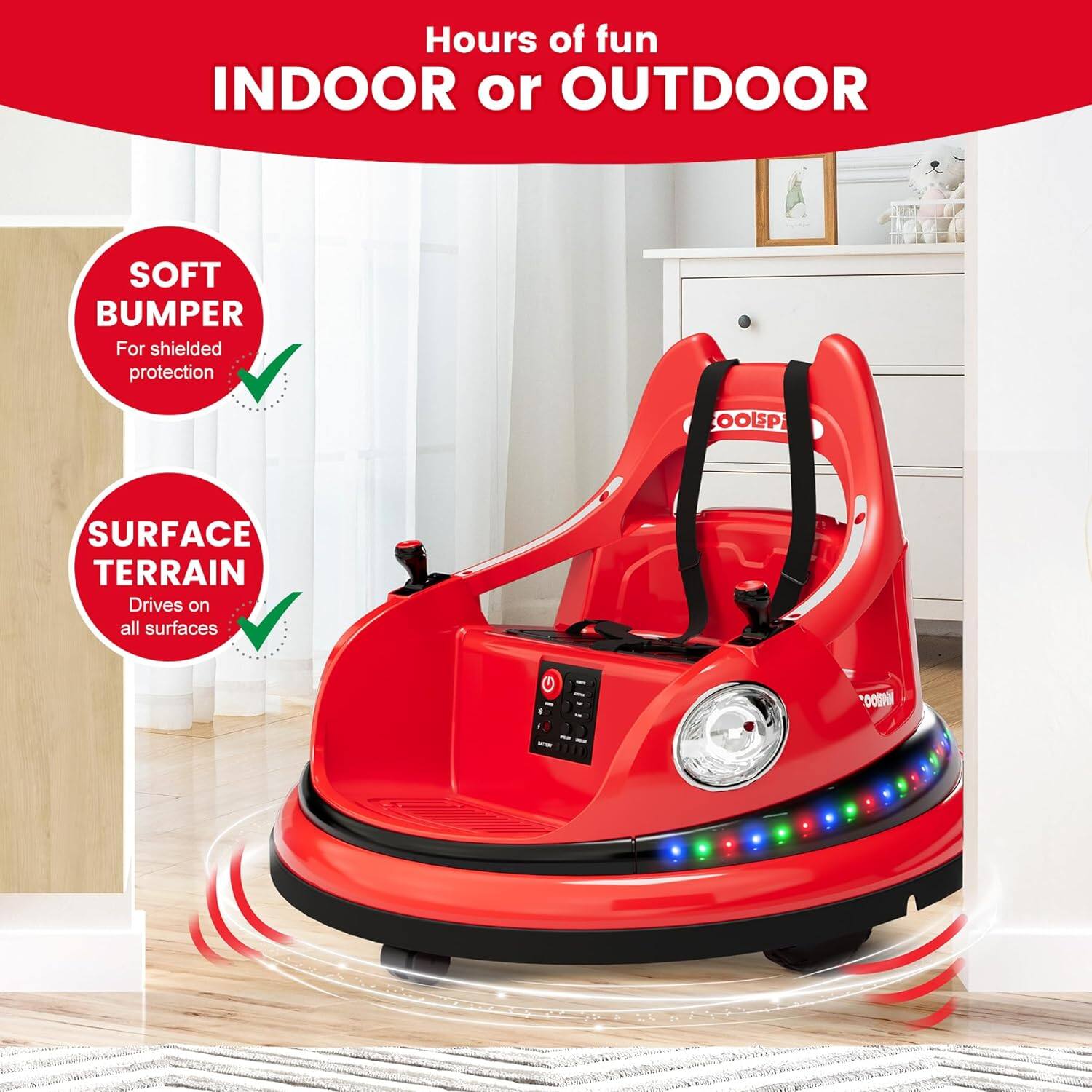 GARVEE 12V Electric Kids Bumper Car, 360° Spin Ride On Toy with Remote ...