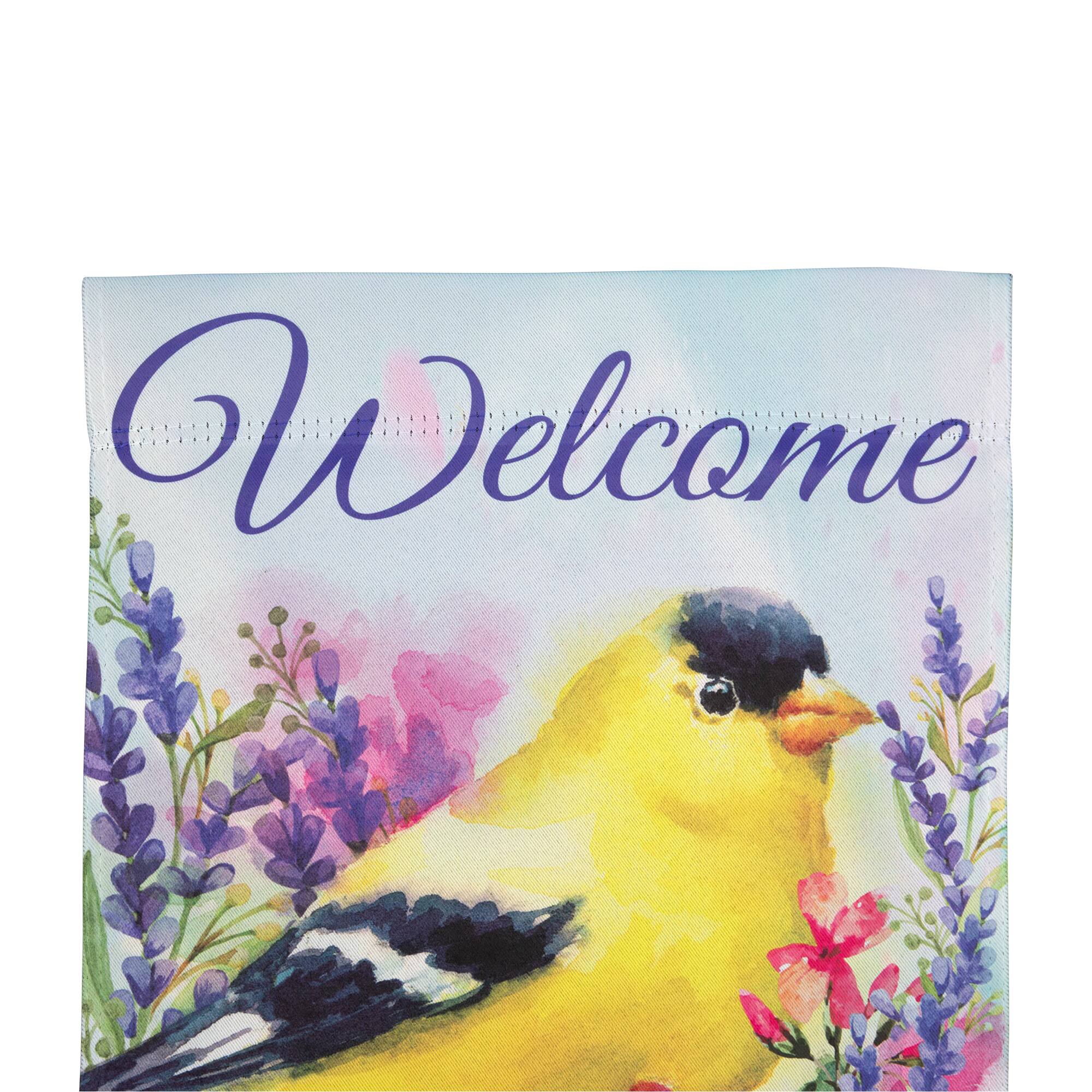 Northlight Welcome Finch Spring Outdoor House Flag 28" x 40" Yellow ...