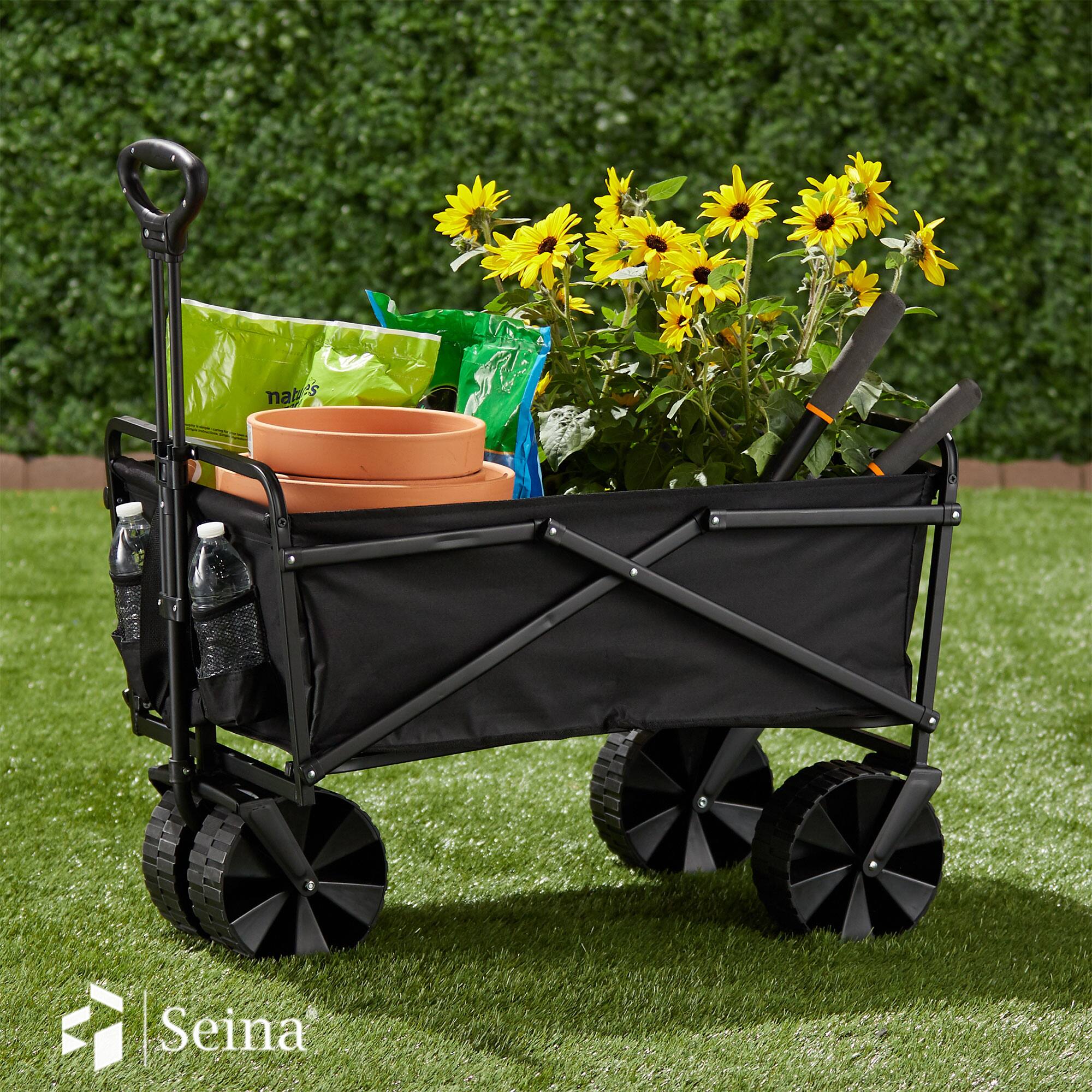 SEINA 150lb Capacity Collapsible Steel Frame Outdoor Utility Wagon Cart ...
