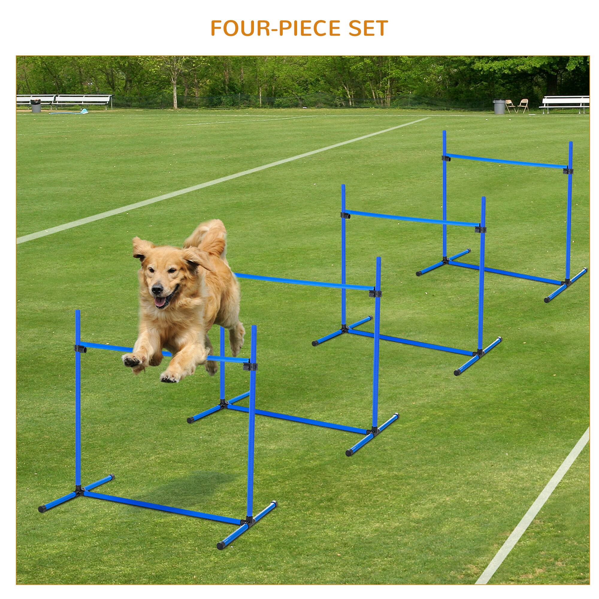 Pawhut 4 Piece Dog Agility Equipment, Adjustable Height Jump Bars ...