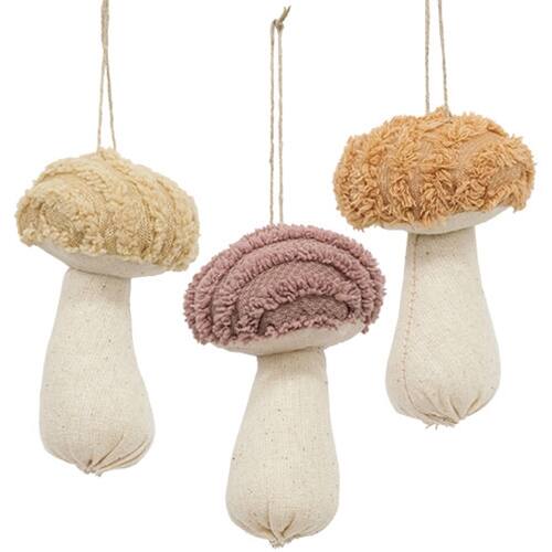 BreeBe Chenille Stuffed Mushroom Ornament 3 Asstd Orange, Purple, Tan ...