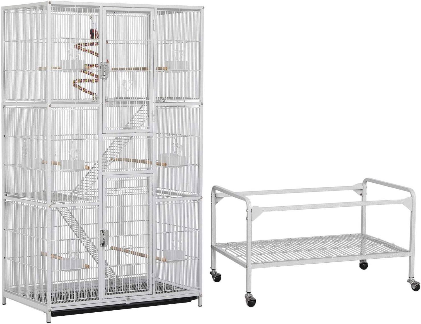 TinyHomie 69 Inch XL Bird Cage Metal Parrot Cage for Mid Sized Parrots ...