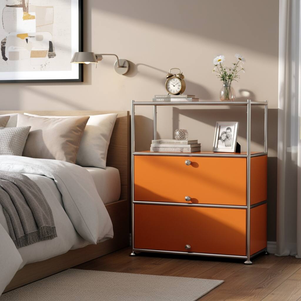 Malletson 3 Tier Modular Metal Sideboard Storage Cabinet, Modern Grid ...