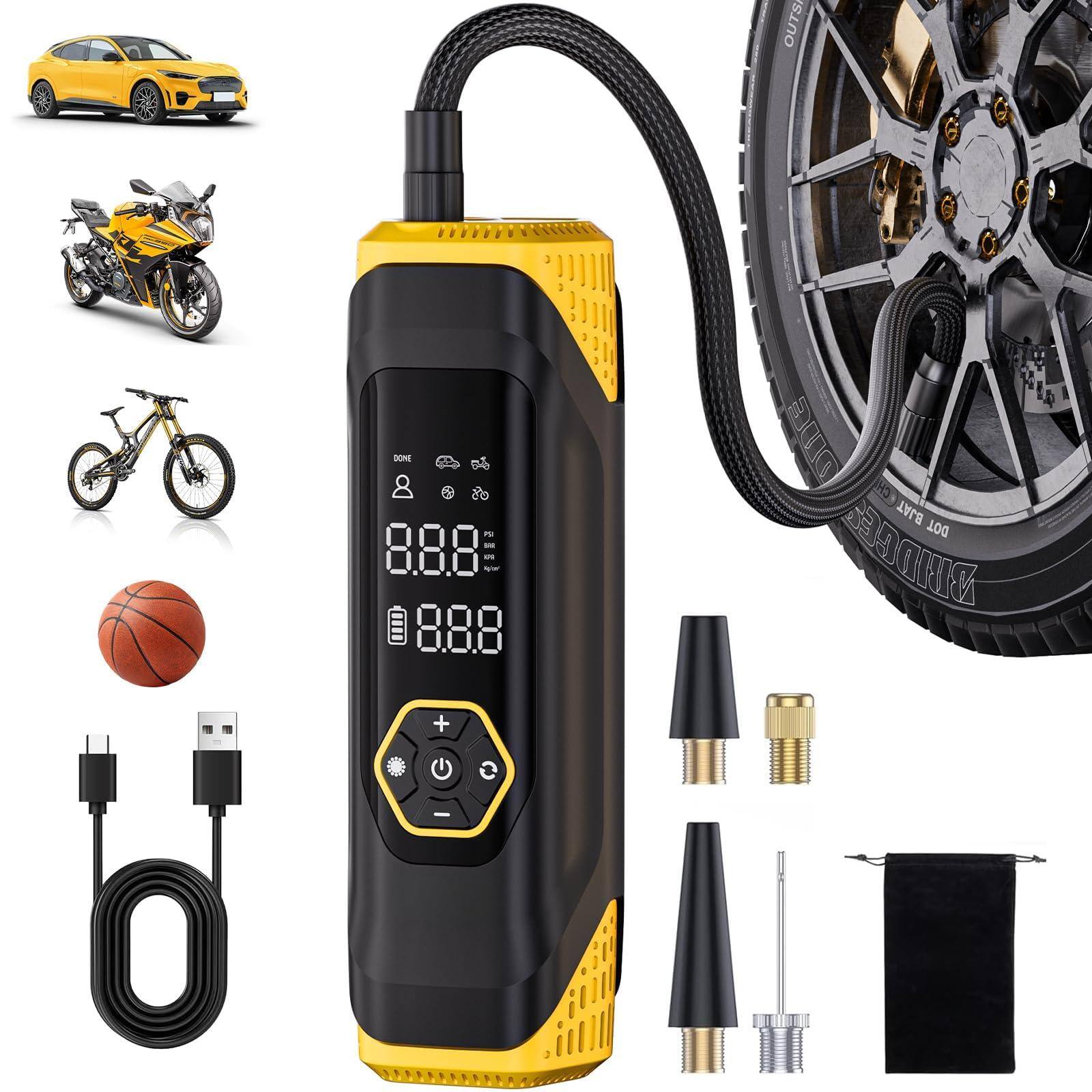 JETRANSPORT Tire Inflator Portable Air Compressor 180psi Pump For Car 6x Faster With Gauge ...