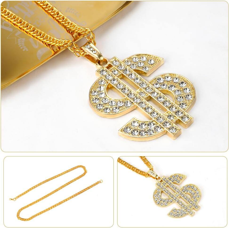 Live At Space Men's Fake Gold Hip Hop Necklace Long Money Chain with ...