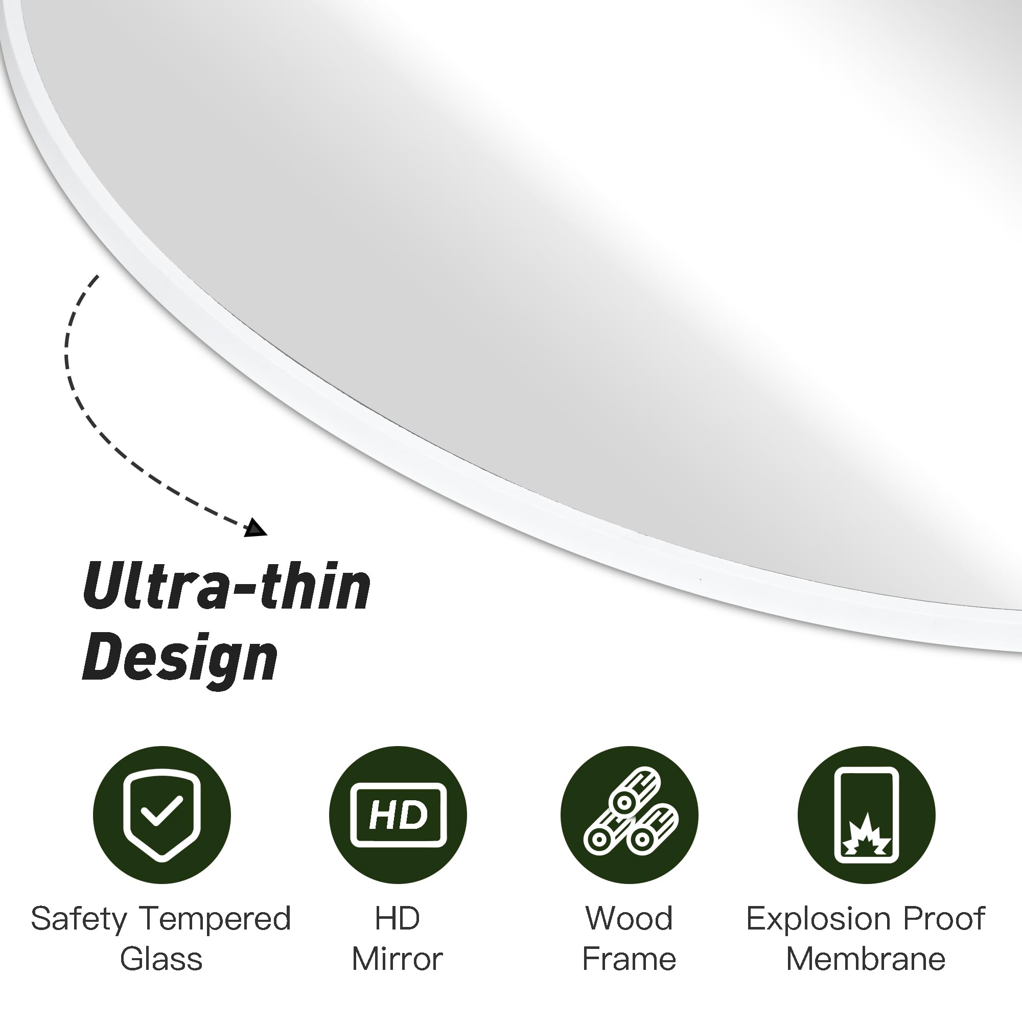 Cedar Assembly Round Bathroom Mirror Circle Wall Modern For Bedroom ...