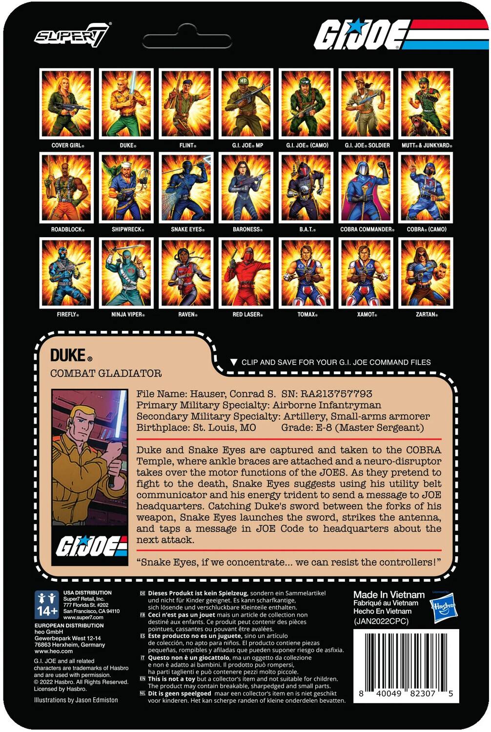 Super7 G.I. Joe ReAction Figures Wave 5 Duke (Combat Gladiator ...