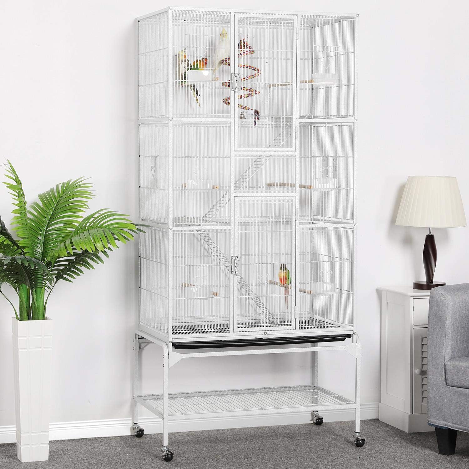 TinyHomie 69 Inch XL Bird Cage Metal Parrot Cage for Mid Sized Parrots ...