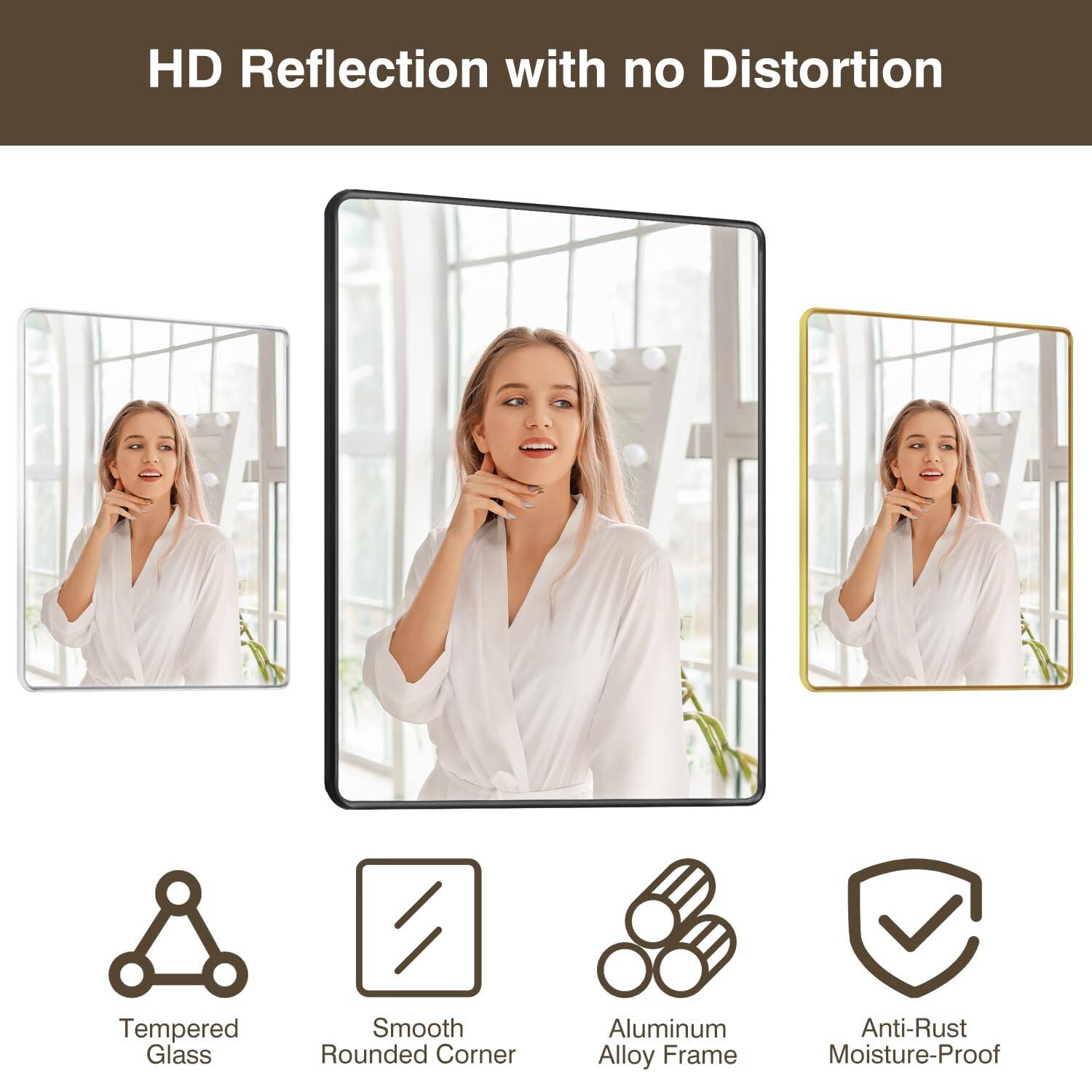 Comfort Essence Framed Mirrors For Bathroom 30 X Rounded Conner ...