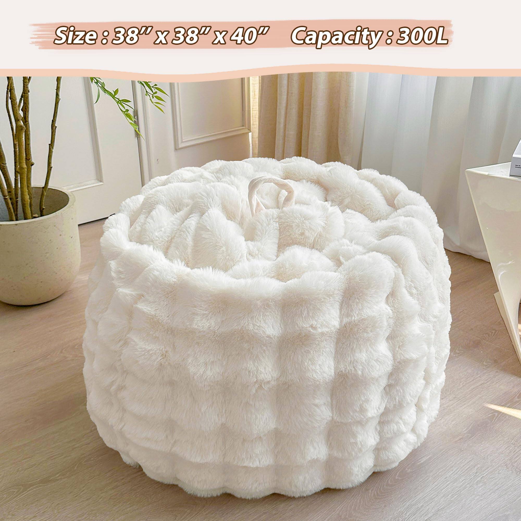 JETRANSPORT Fluffy Faux Rabbit Bean Bag Cover (no Filler) Big Luxury ...