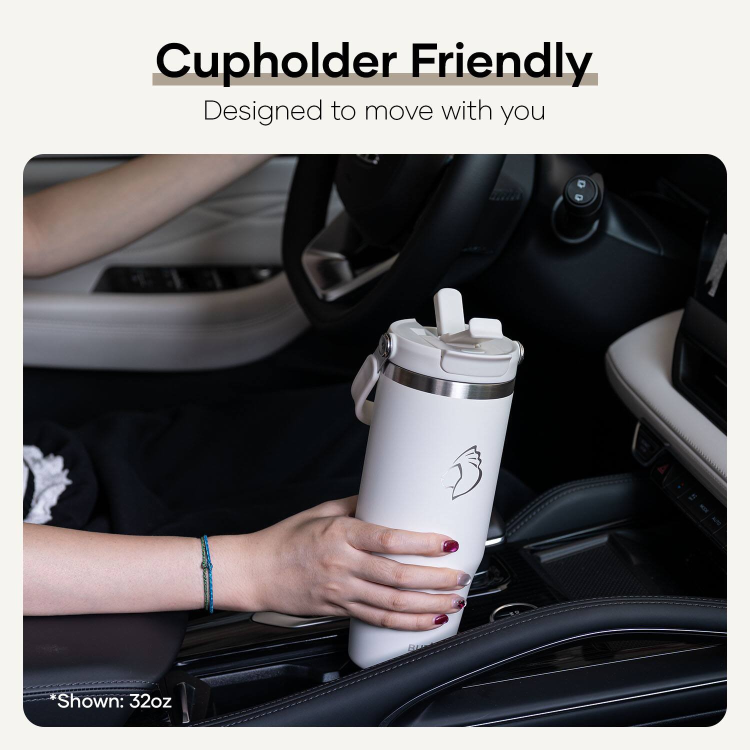 Buzio Insulated Tumbler with 2 in 1 Lid and Straw Fits in Cup Holder ...