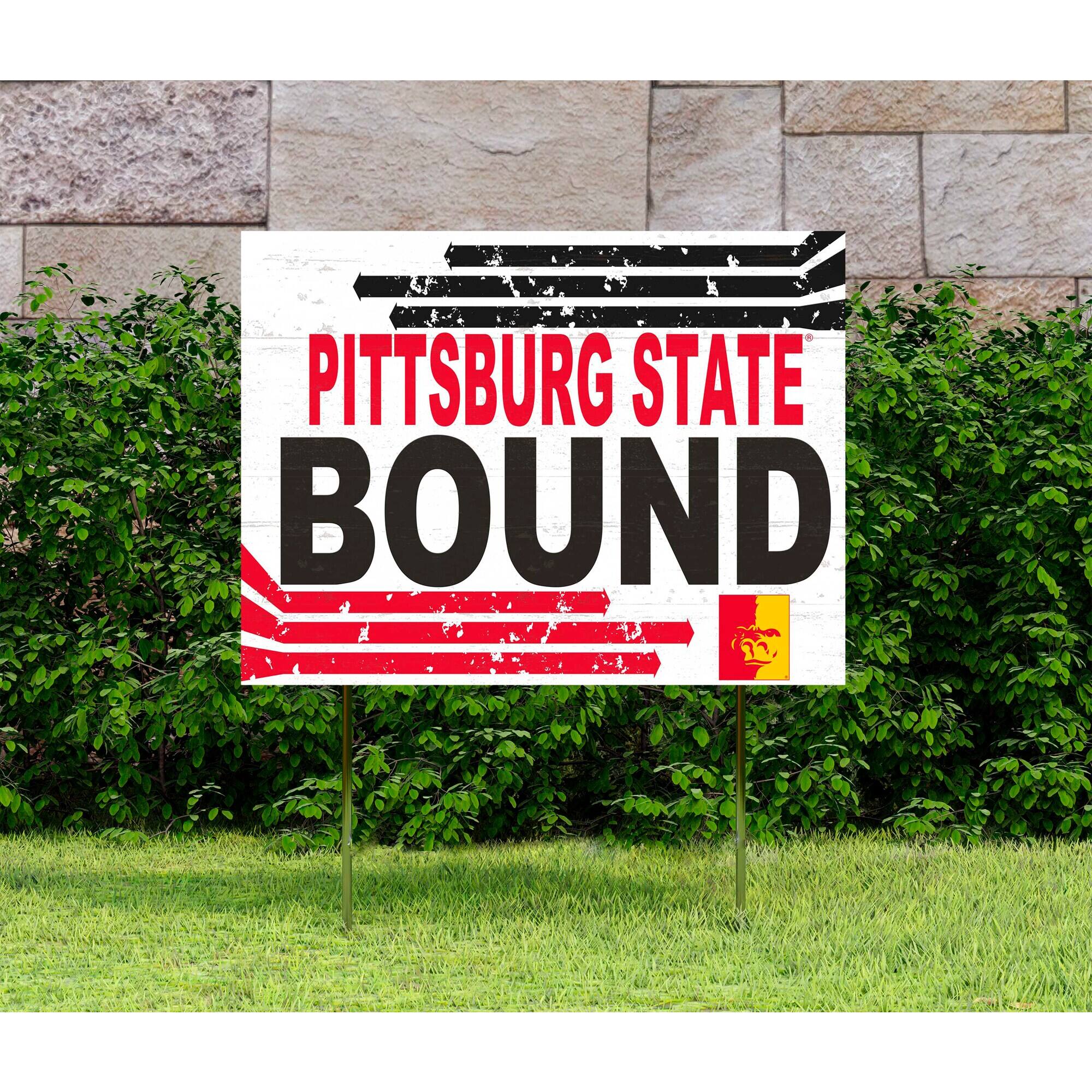 Jardine Pittsburg State Gorillas 18" x 24" Bound Yard Sign White ...