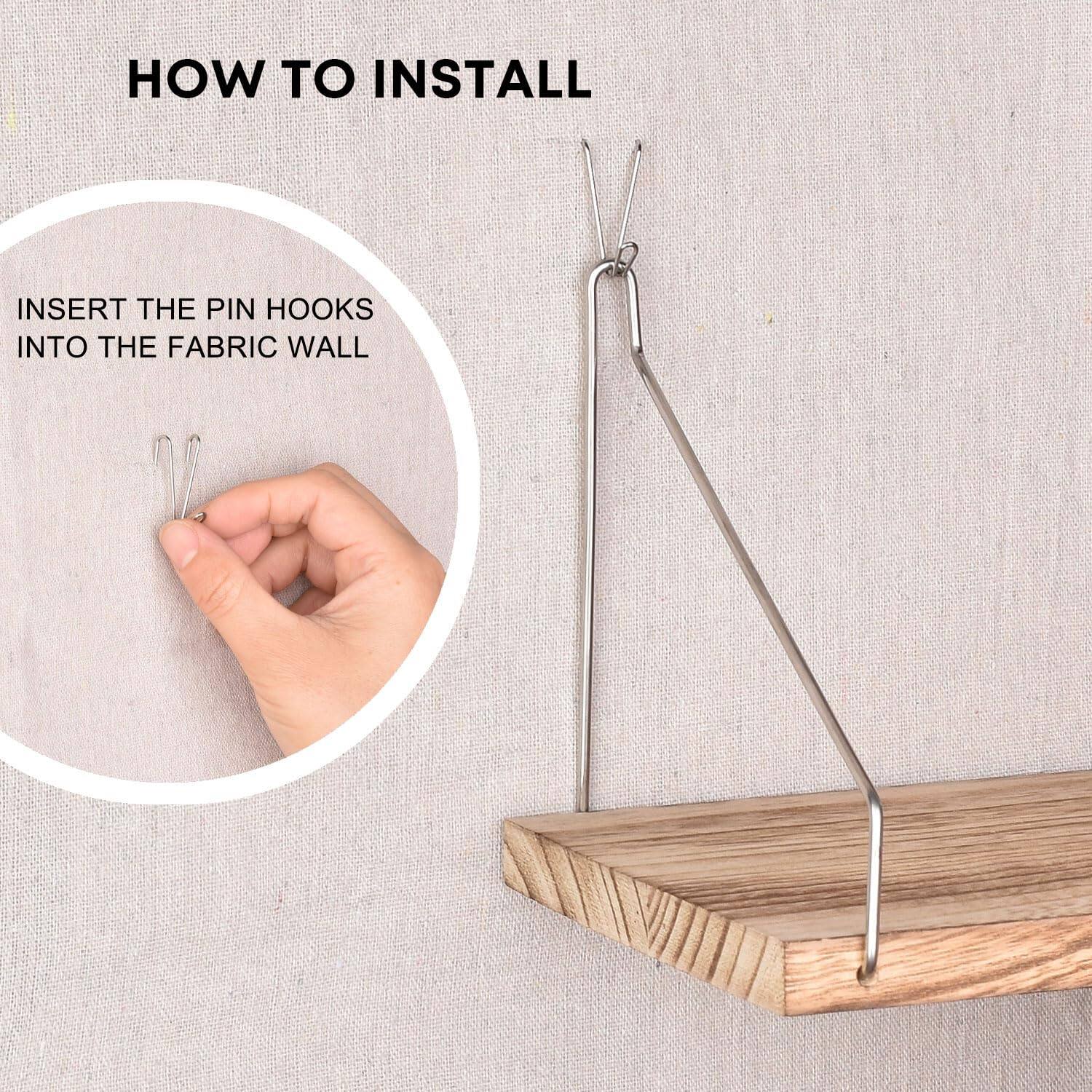 Dapper Styles Fabric Wall Cubicle Shelf With Hooks For Work Decor 118' Wooden Organizer Storage ...