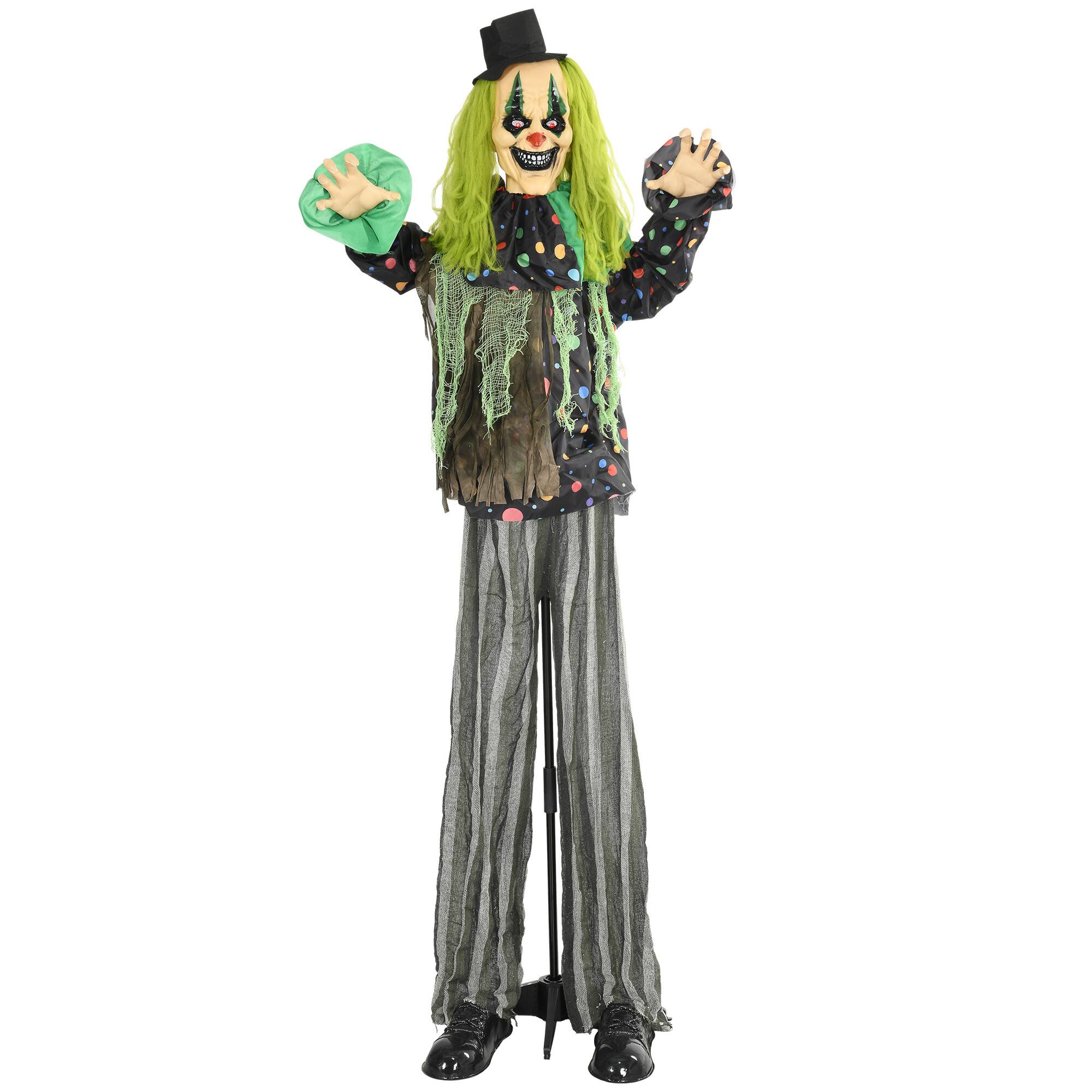 Ecooso 6.1' Halloween Animatronic Circus Clown with Light Up Eyes ...