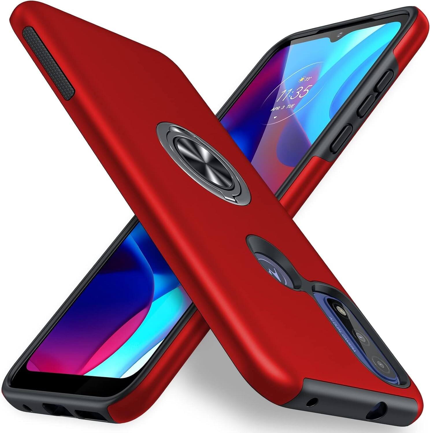 Entronix 360° Circular Ring Gripstand Case for Motorola G Pure Red ...