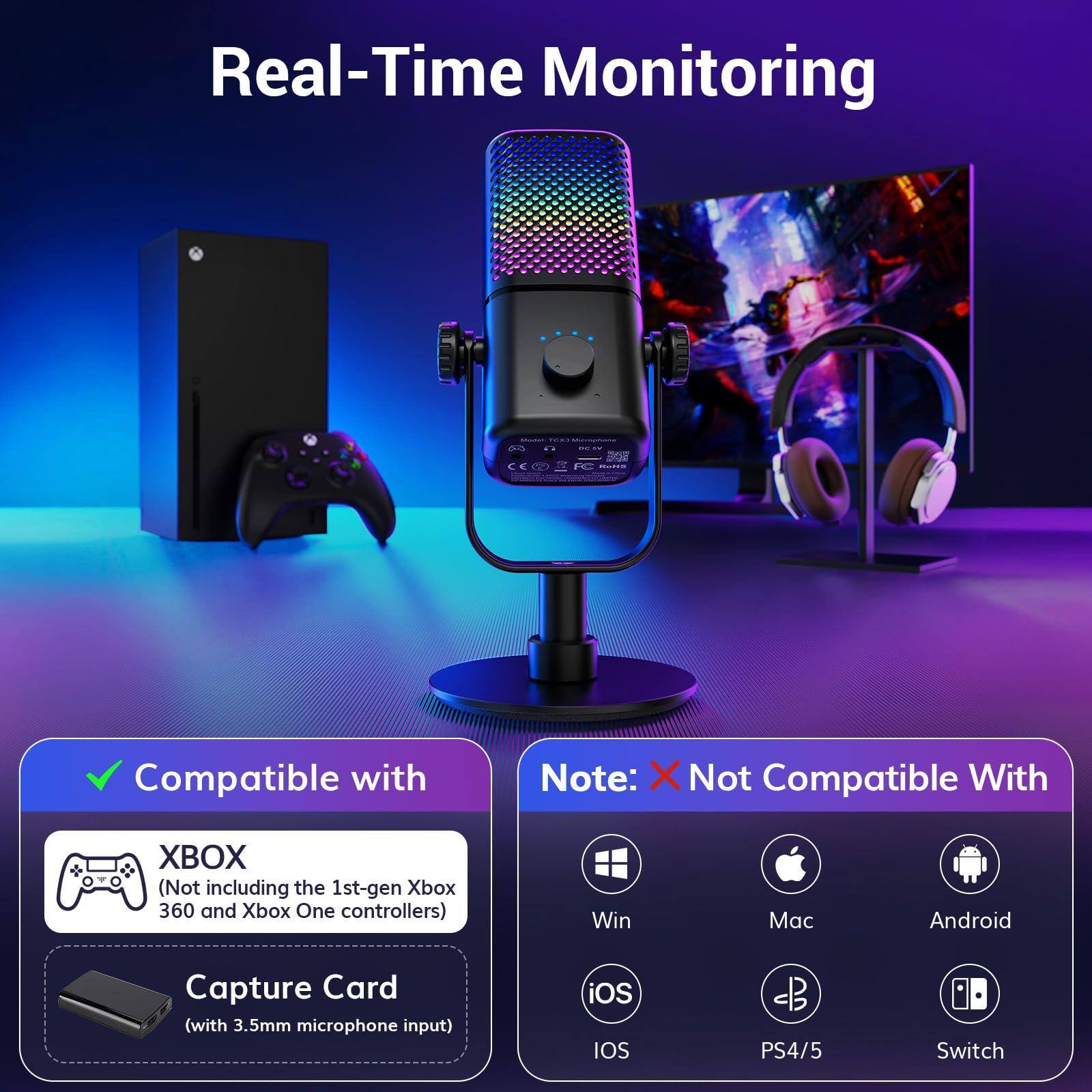 Dazzling Pops Gaming Microphone Compatible With Rgb Condenser Streaming ...