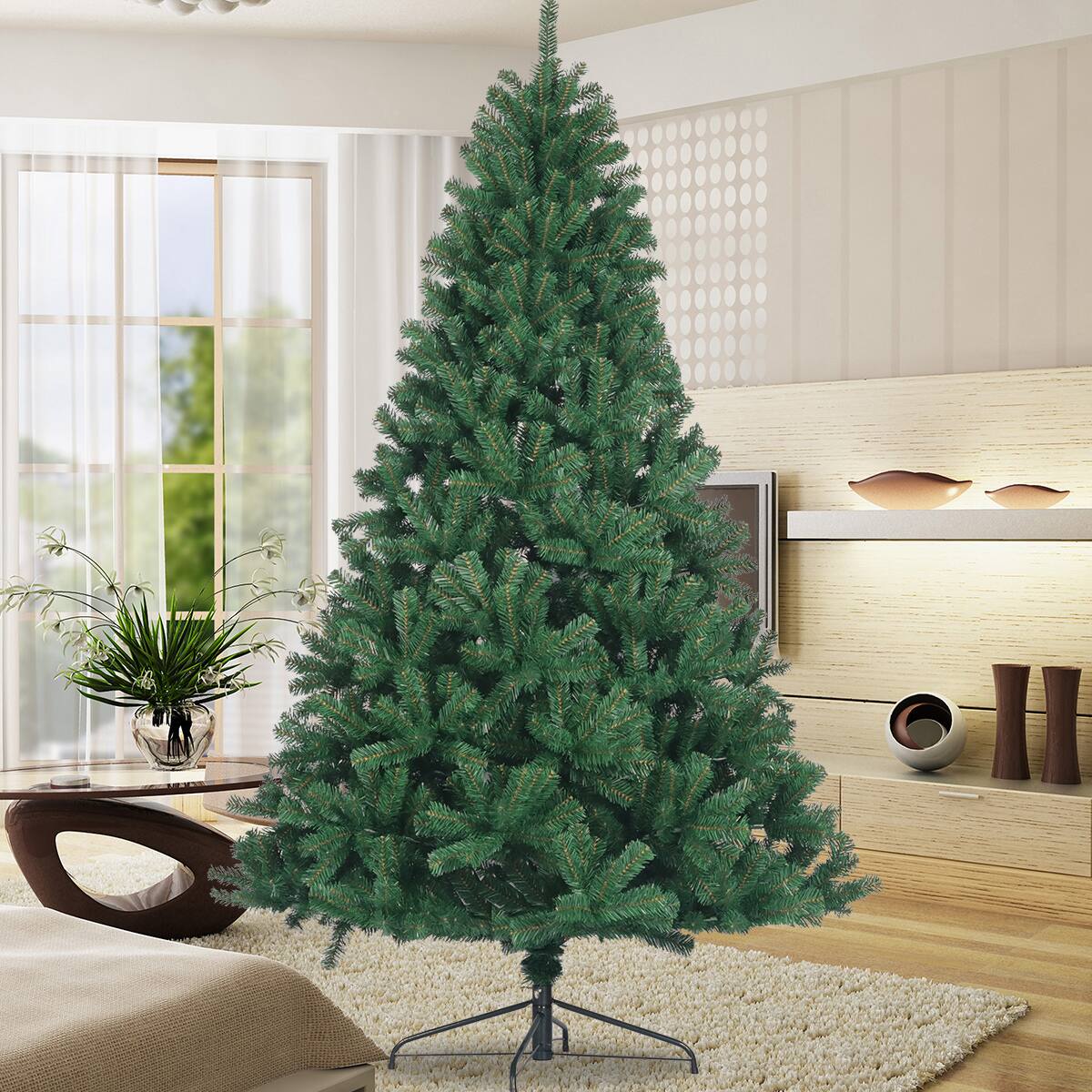Resenkos 6ft Artificial Christmas Tree Full Natural Spruce PVC Fir Tree ...