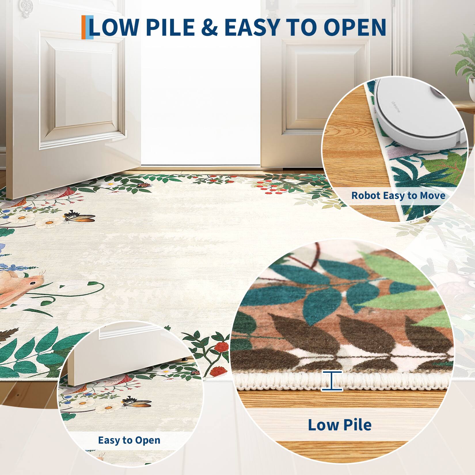 Acekool Retro Fairy Tale Area Rug Ultra Thin & Soft Machine Washable ...