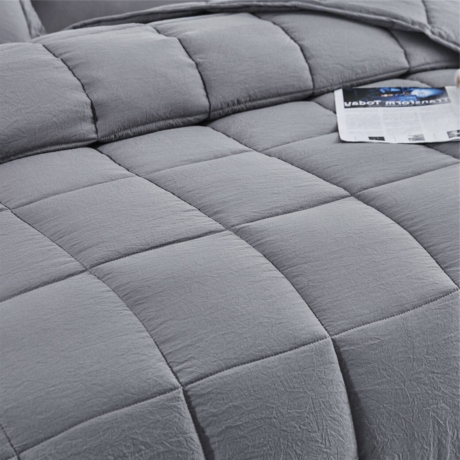 Hivvago Queen Size Grey 3 Piece Microfiber Reversible Comforter Set ...