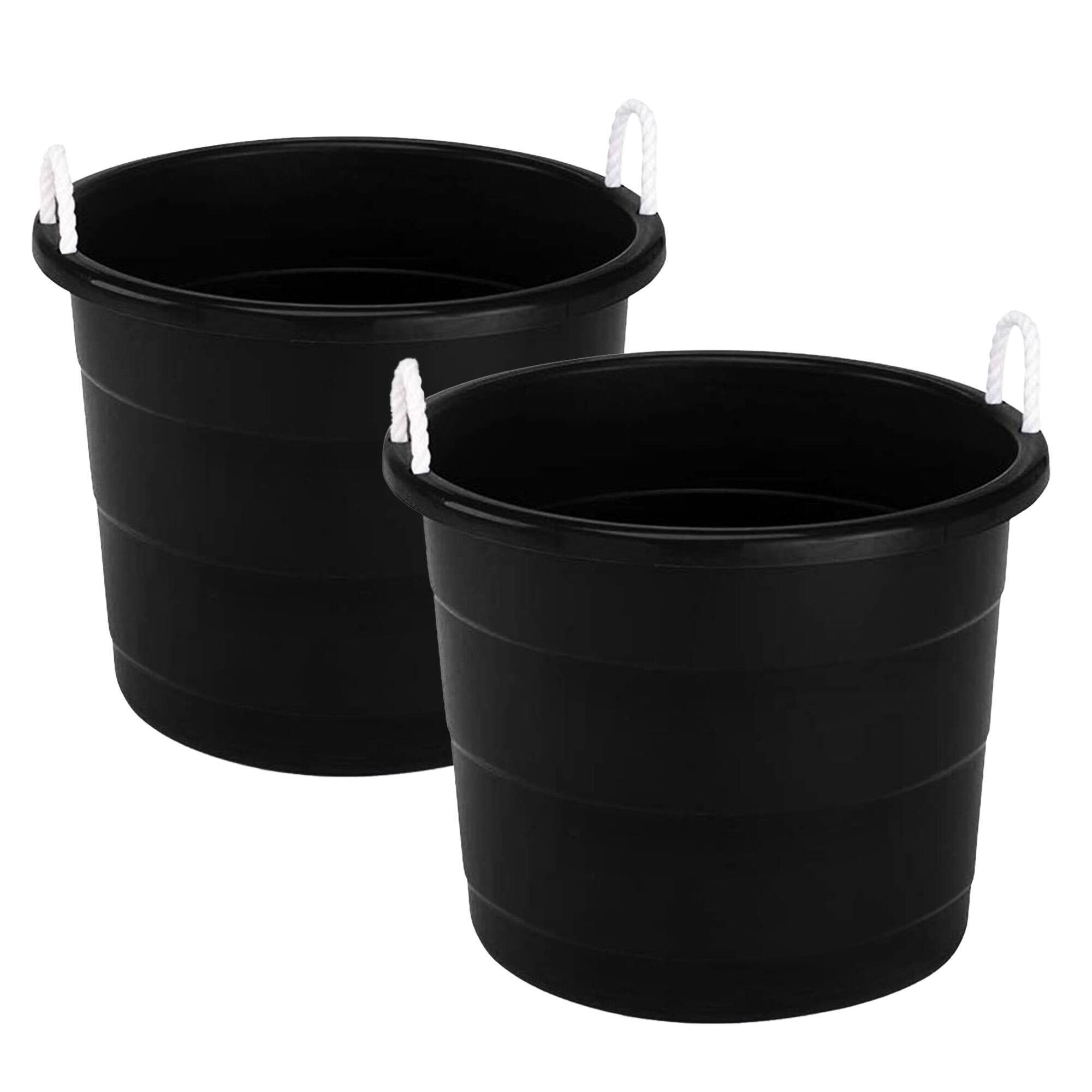 Homz 17 Gal Plastic Open Storage Round Utility Tub with Handles, (3 ...
