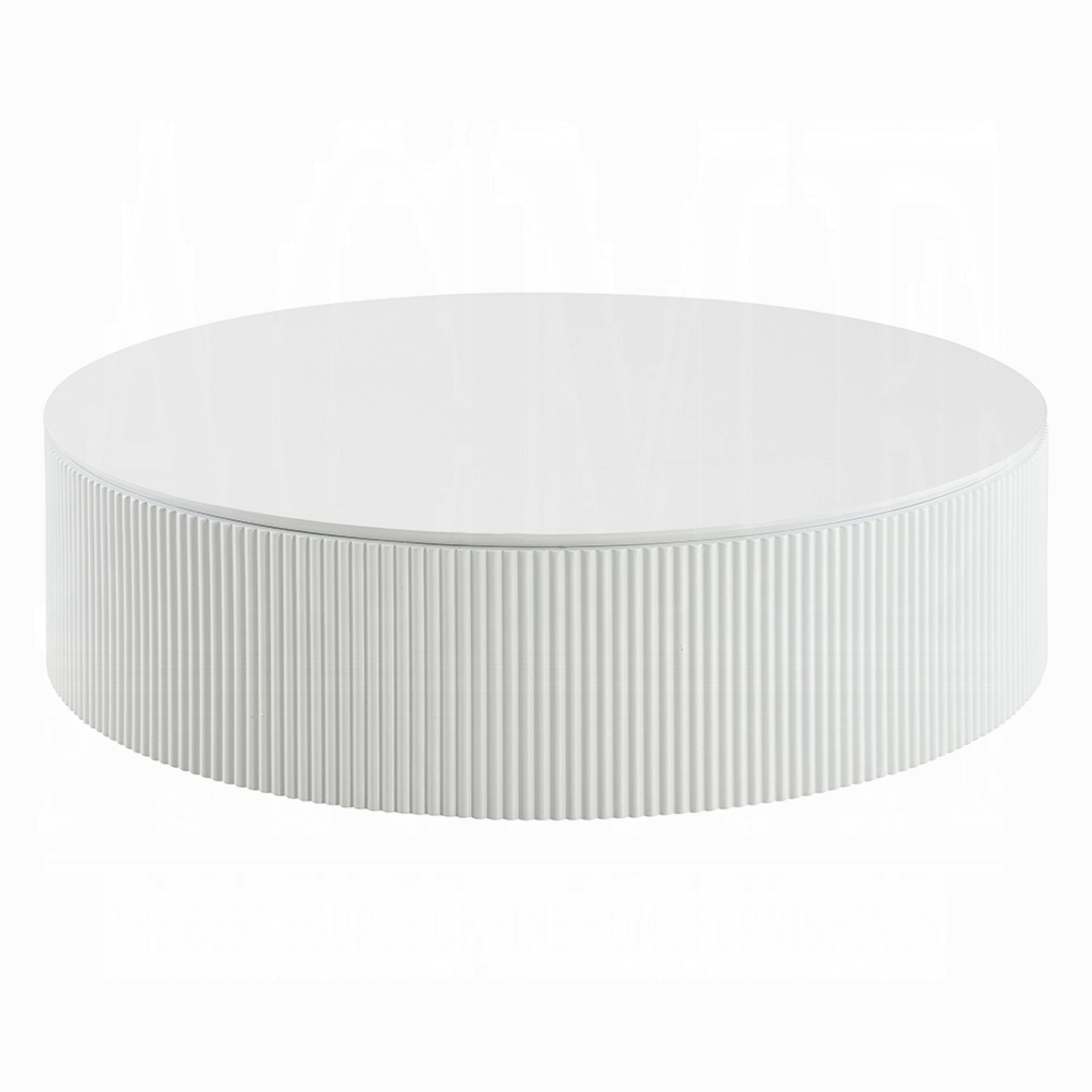 Manhattan Lane Del Modern Coffee Table, 47 Inch Round Top, Ribbed Base ...