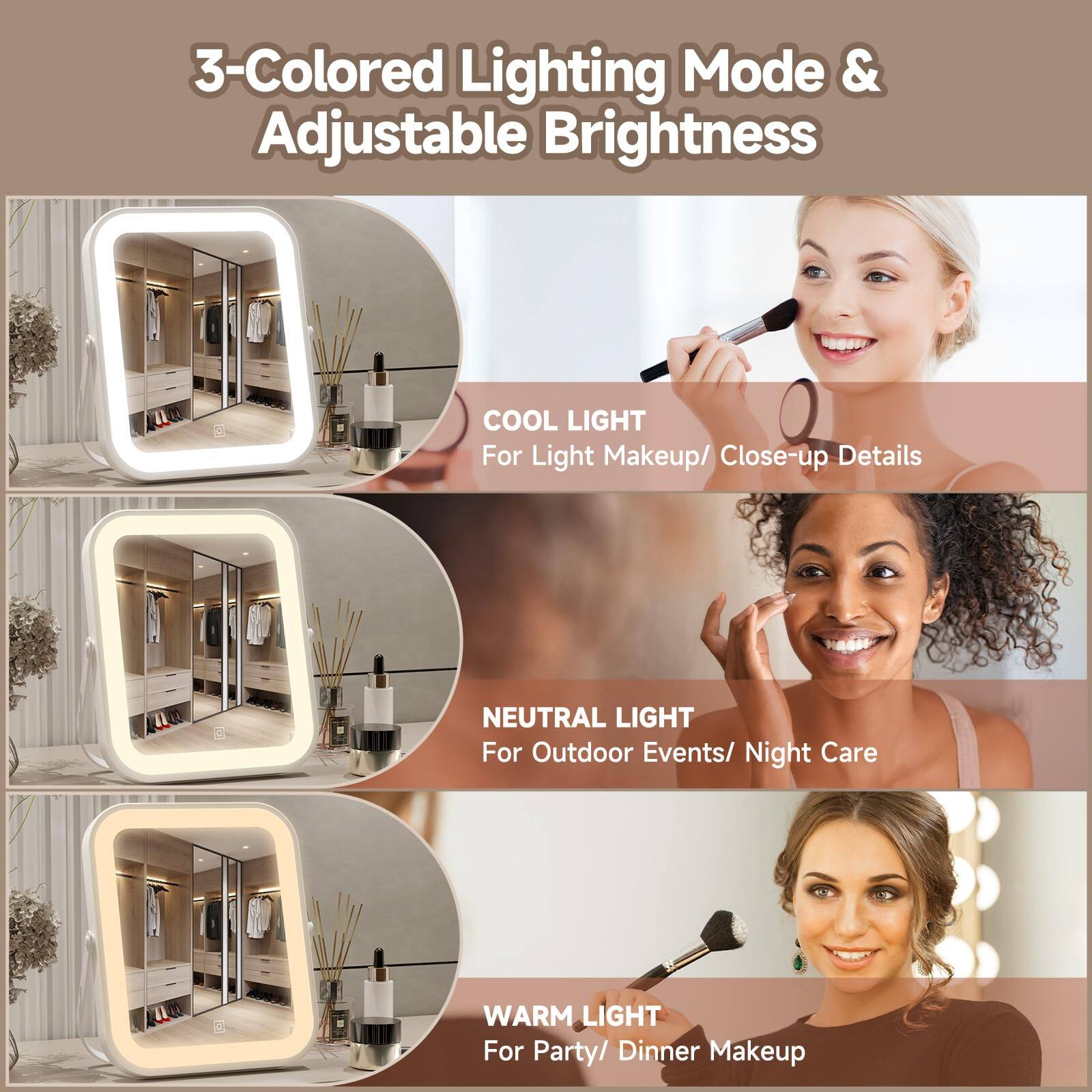Cedar Assembly Mirror LED Lighted Magnifying Portable Vanity Makeup ...
