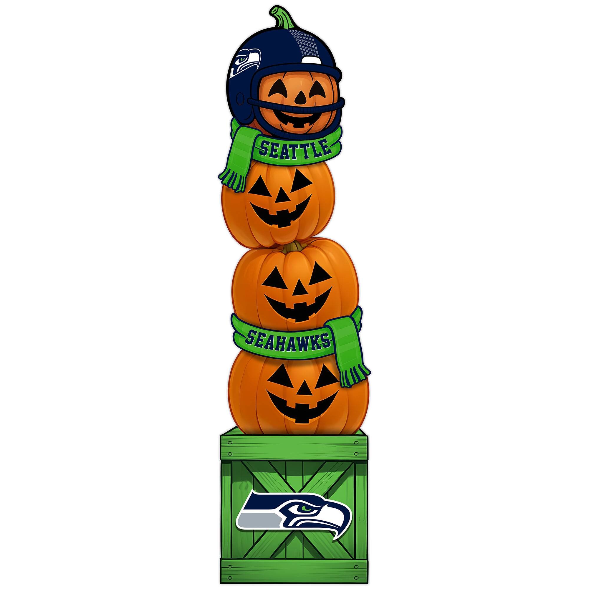 Fan Creations Seattle Seahawks 31" Stacked Pumpkin Leaner Multicolor ...