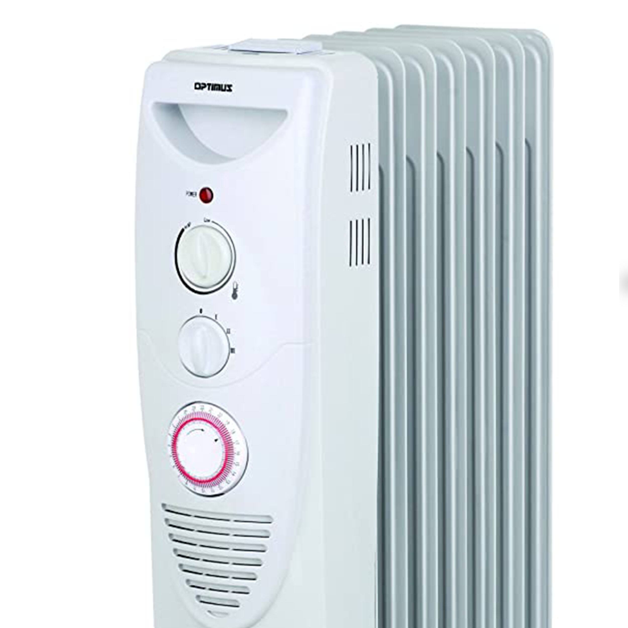 Optimus Portable 7 Fins Oil Filled Radiator Heater with Timer White ...