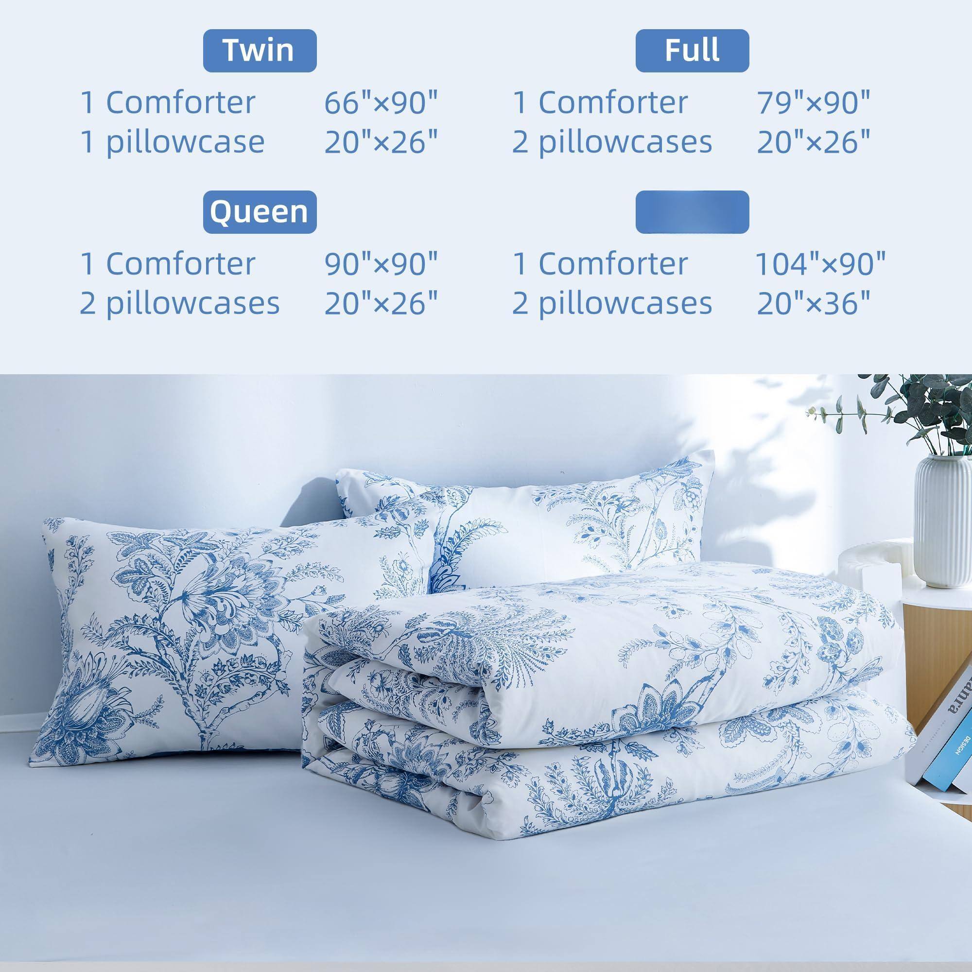 Paradigms Interiors Floral Comforter Set 3 Pieces Soft Breathable Bed ...