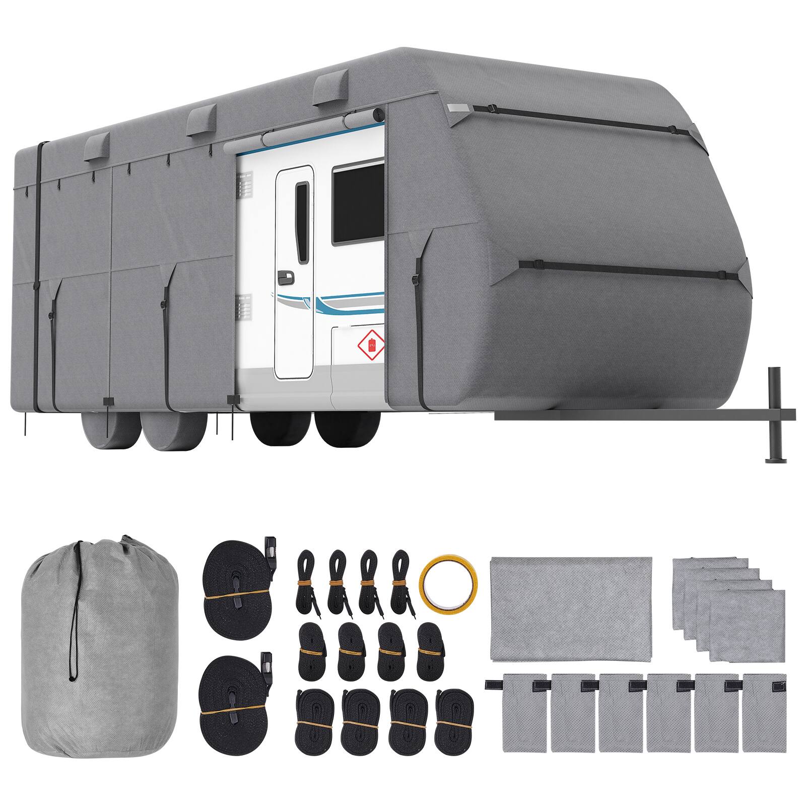 VEVOR Travel Trailer Cover, 30 33 ft RV Cover, 4 Layer Non Woven Fabric ...