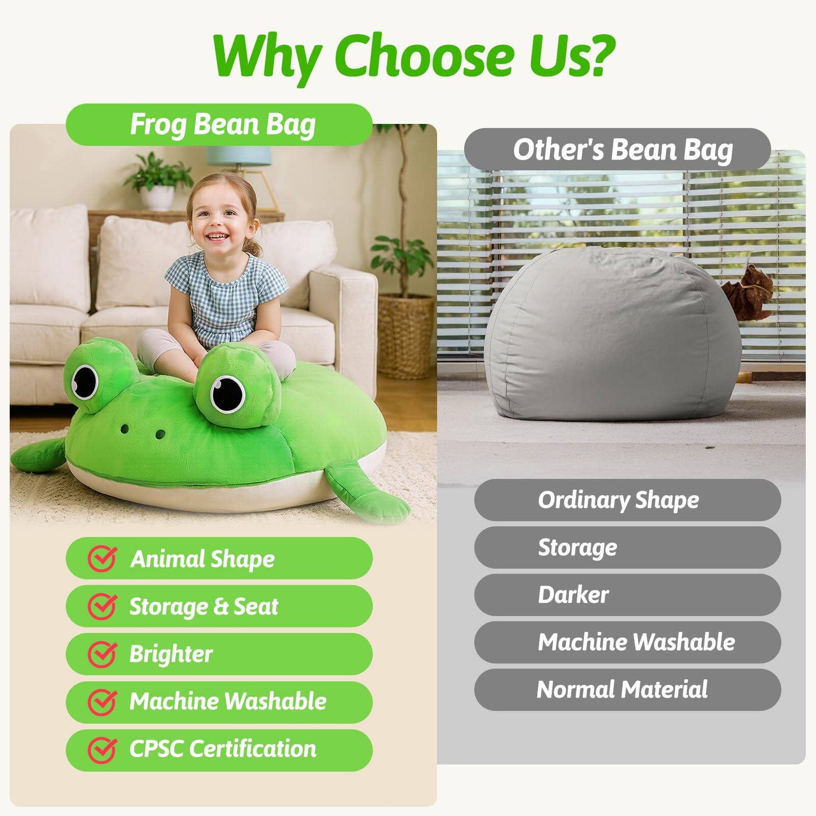 PO3TICJUNKI3 Stuffed Animal Storage Bean Bag Chair Cover For Frog ...