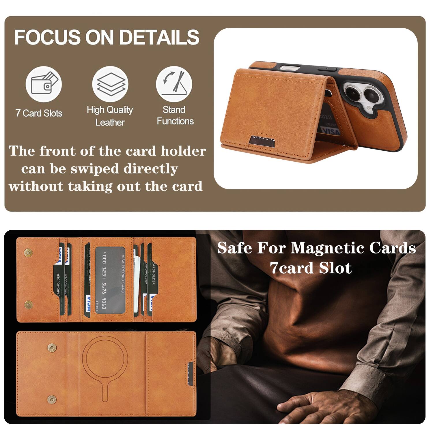 Dteck Detachable Wallet Case for Apple iPhone 16,Premium PU Leather ...