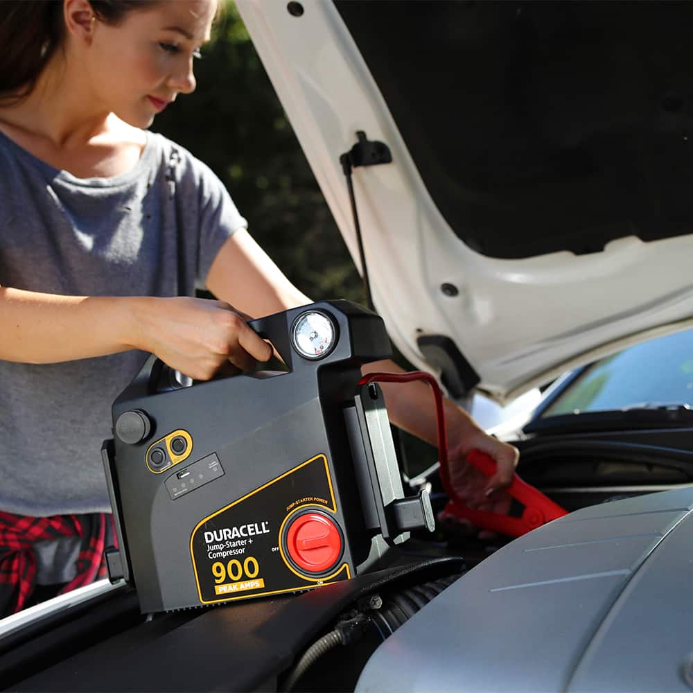 Best Buy: Duracell 900 Amp Portable Jump Starter + Air Compressor Black ...