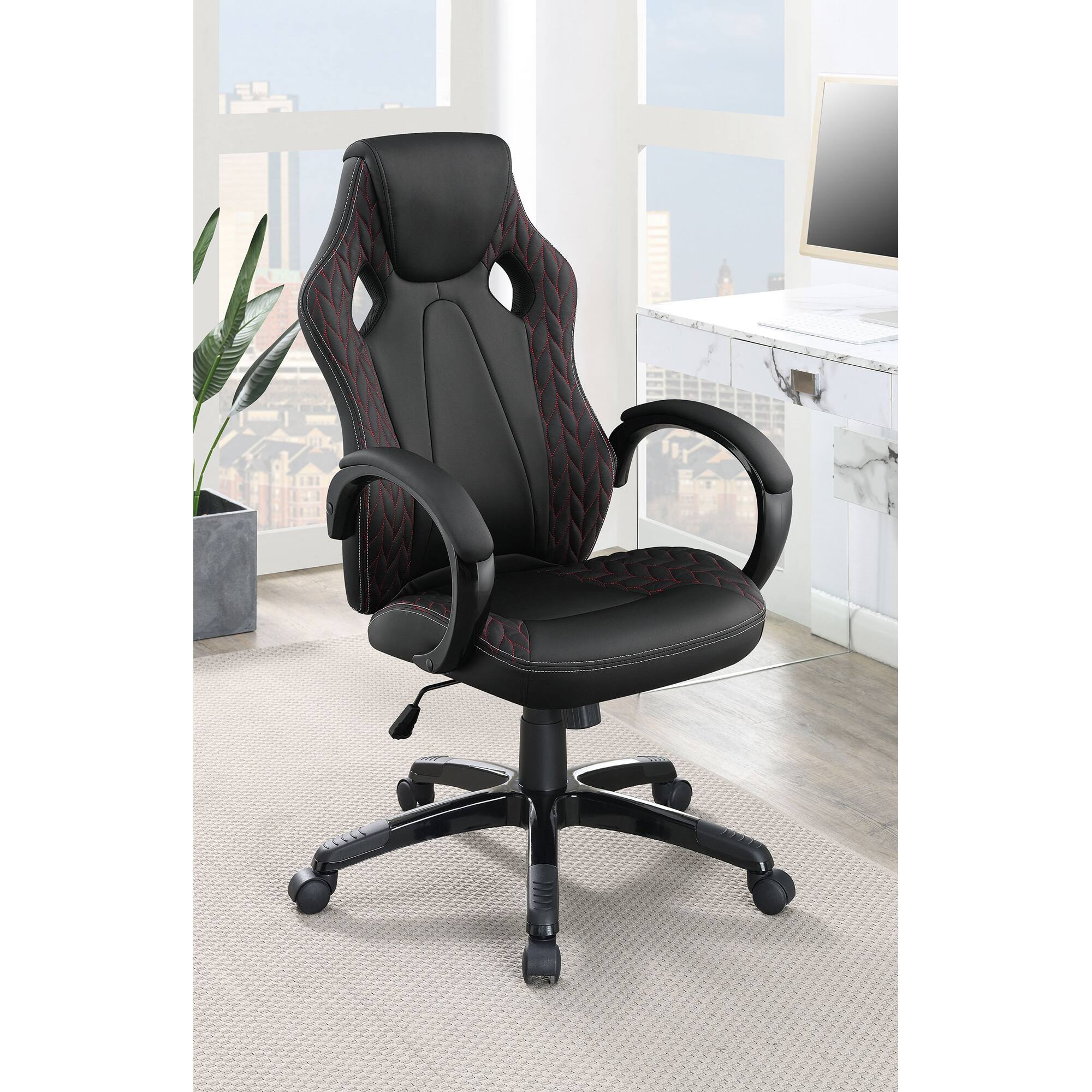 TinyHomie Norset Upholstered Adjustable Home Office Desk Chair Black SF ...