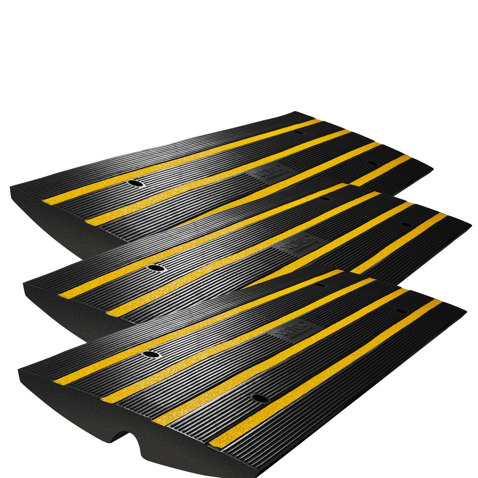 VEVOR Curb Ramp,3 Pack Rubber Driveway Ramps,Heavy Duty 33069 lbs ...