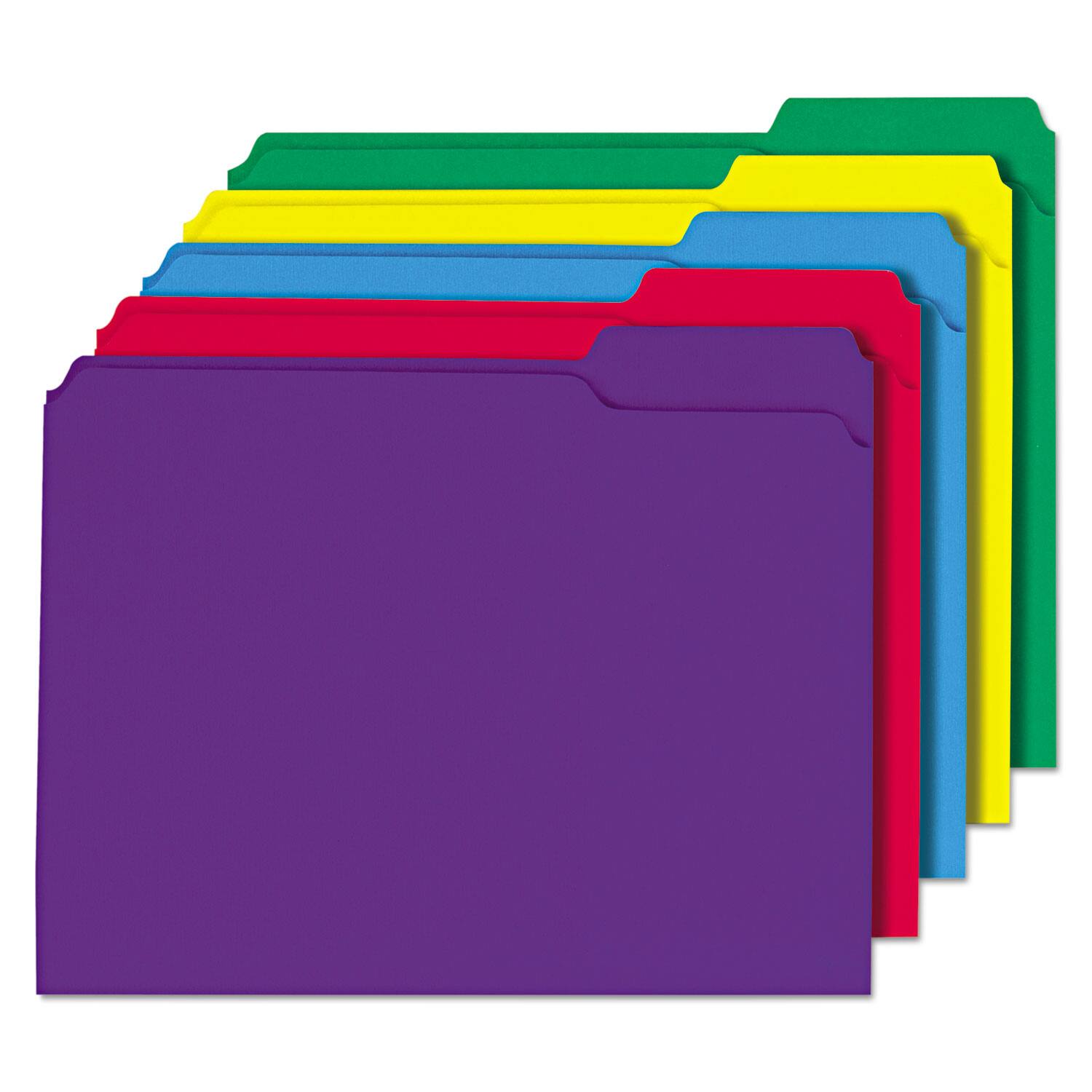 Universal Reinforced Top Tab File Folders, 1/3 Cut Tabs: Assorted ...