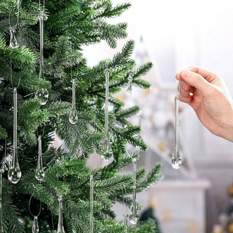 Live At Space 22 Pcs Glass Teardrop Ornaments Raindrop Hanging ...