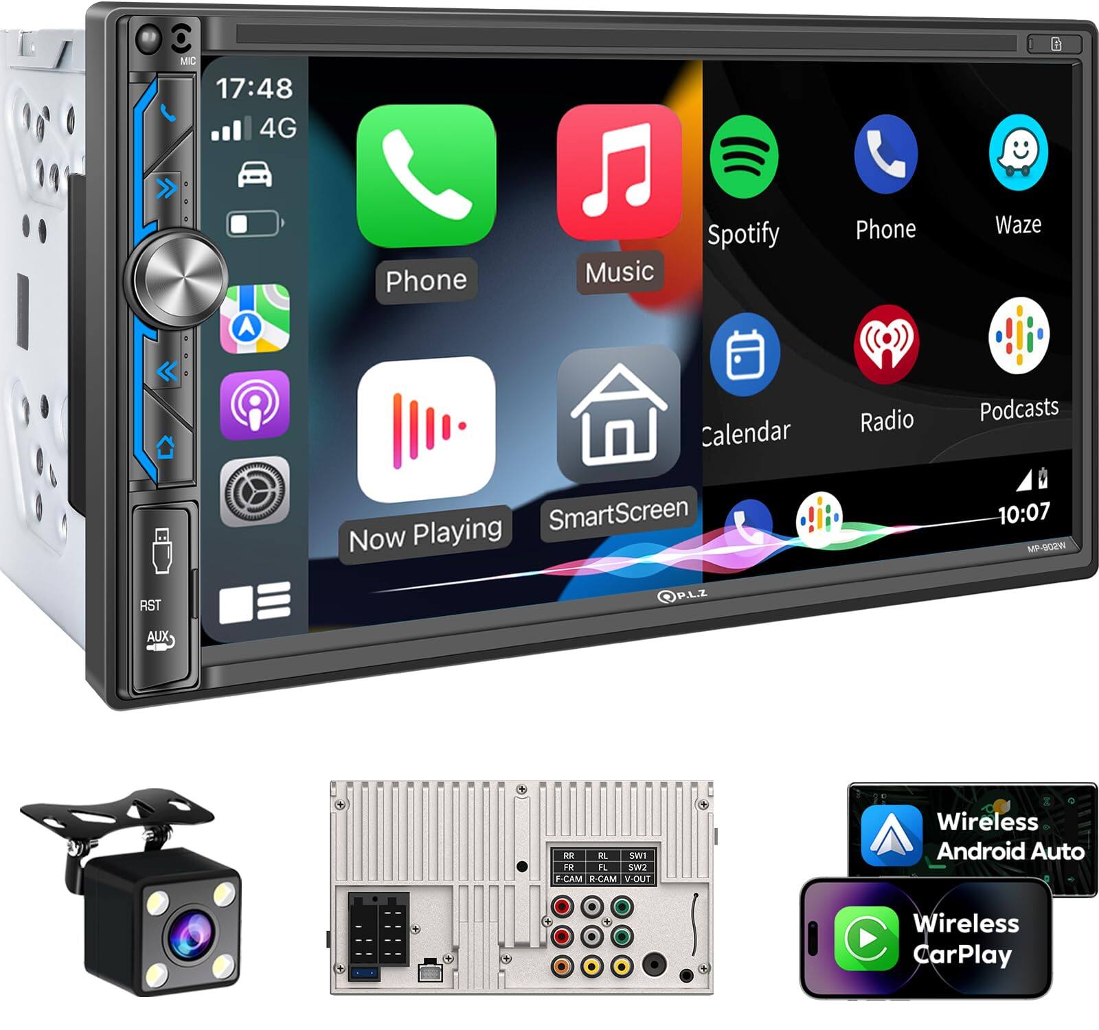 Reds Spade Double din car stereo carplay radio screen for audio ...