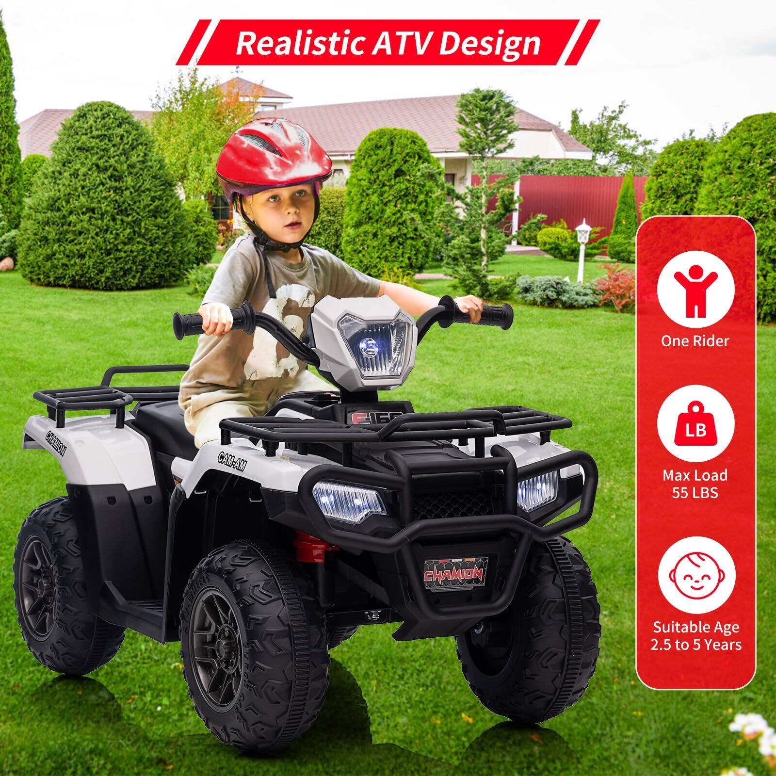 Jojoka 12V Kids Ride on ATV Car Dual Speed Adjustment 1.5 2.2mph,One ...