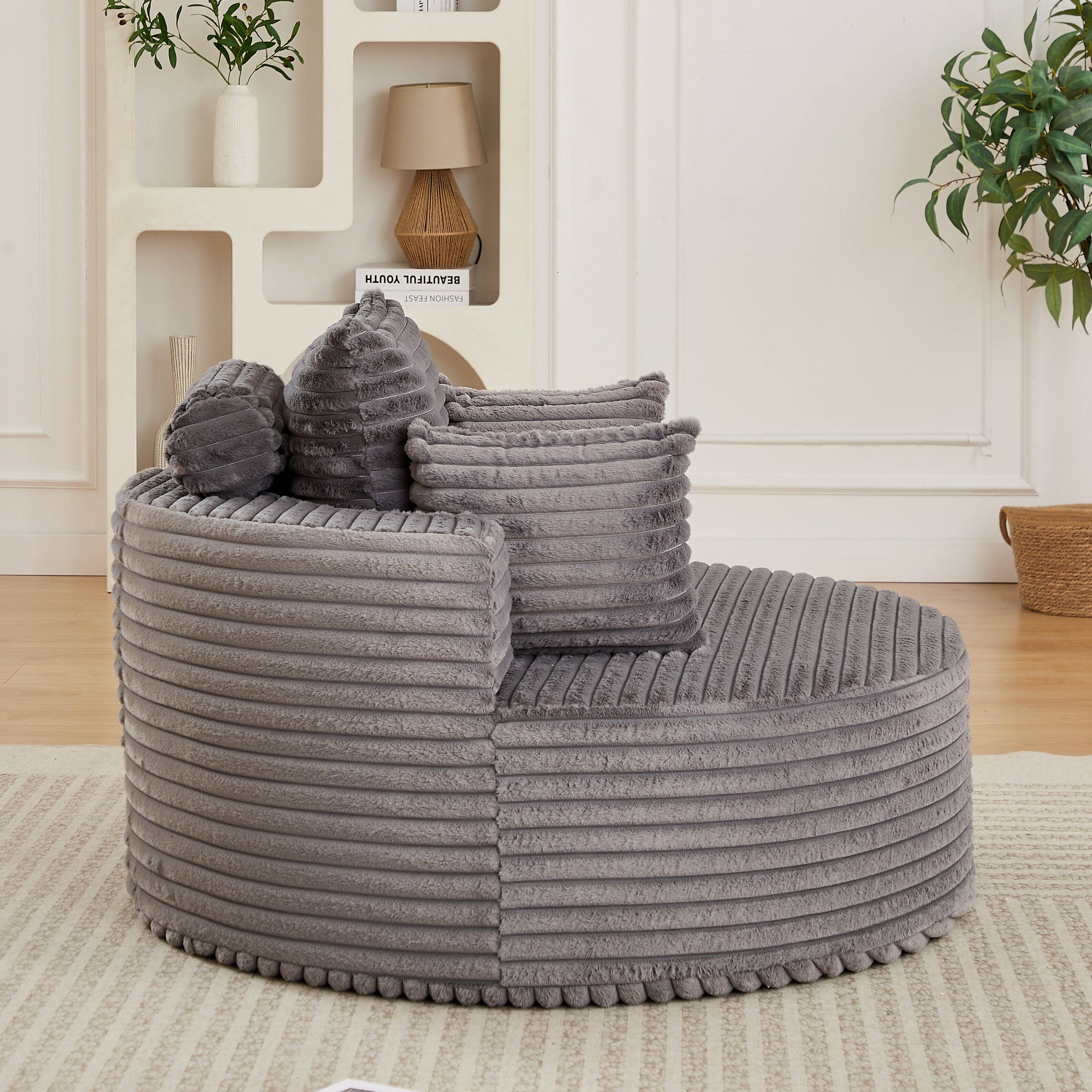 COWLOWN 50 Inch Fluffy Corduroy Sleeper Chair Modern Sofa Bed No ...